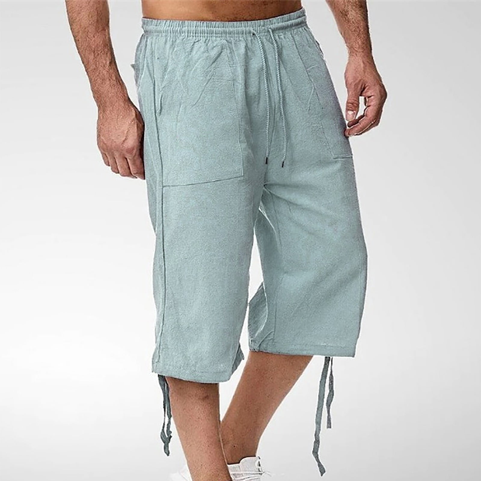 Jacenvly 2024 New Summer Mens Shorts Men's Cotton Drawstring Elastic ...