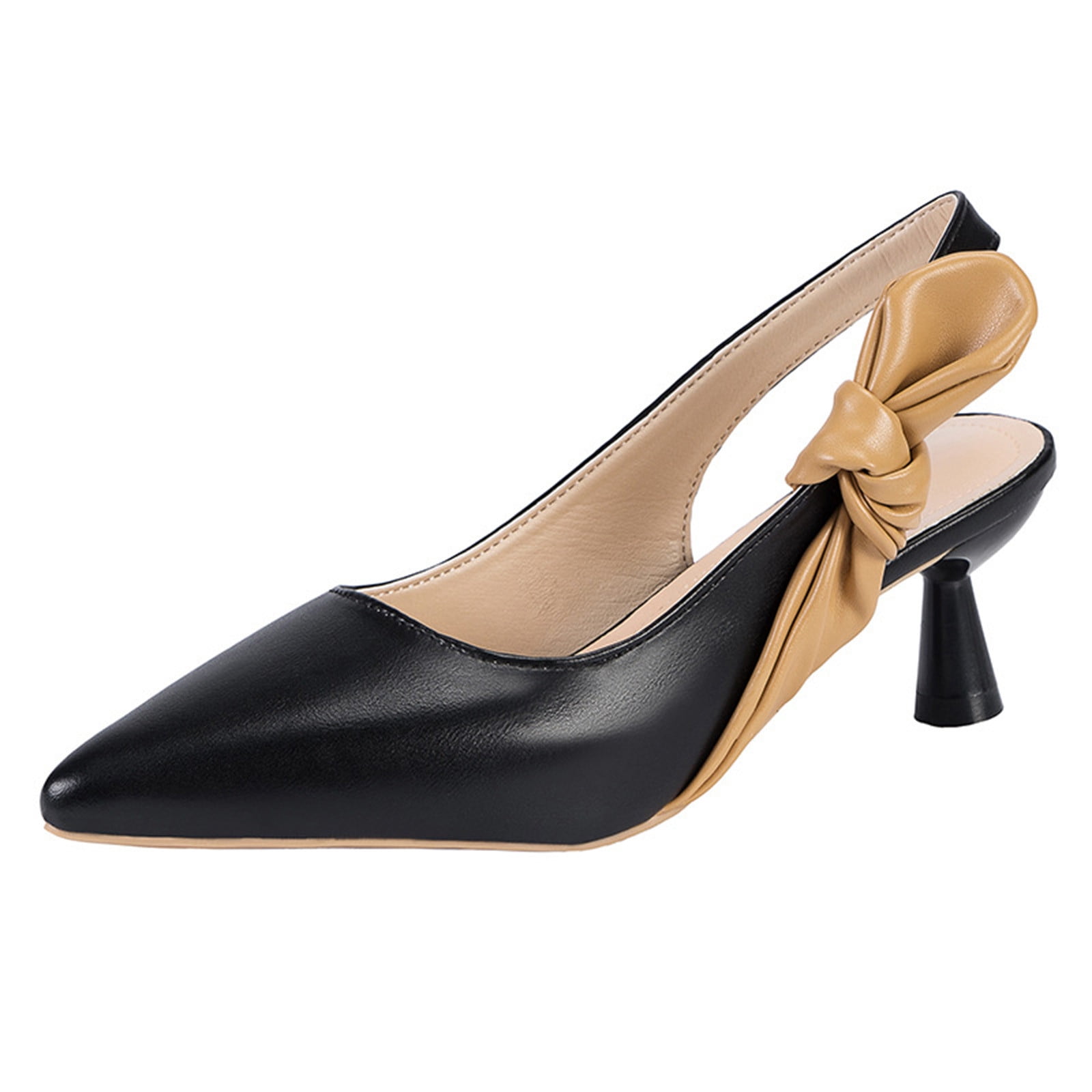 Jacenvly 2024 New Summer Women's Shoes Bow Fine Heel Color Blocking ...