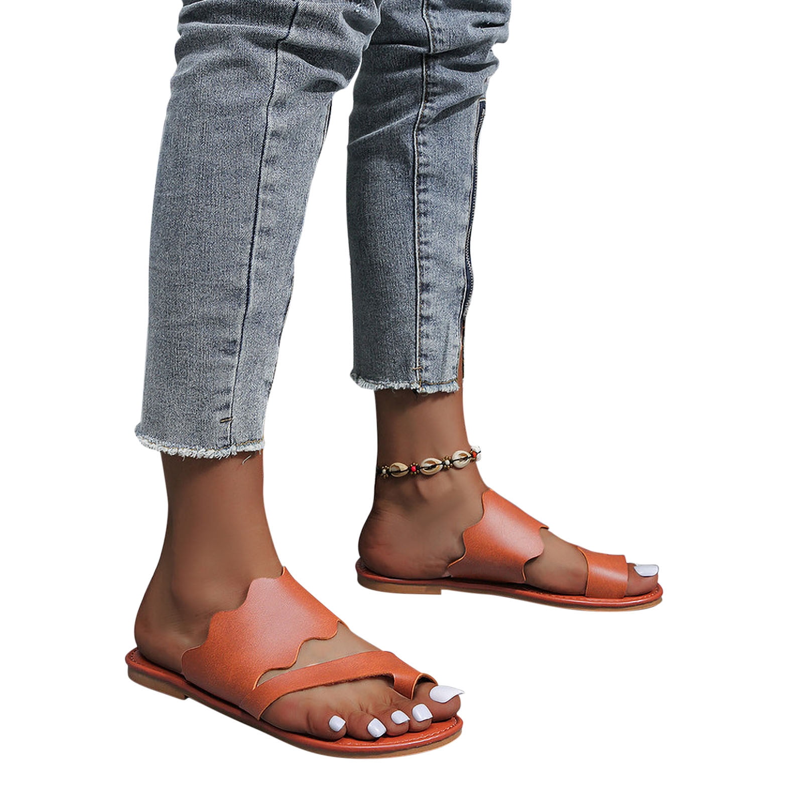 Jacenvly 2024 New Trendy Comfortable Flat Heel Beach Women's Slippers ...