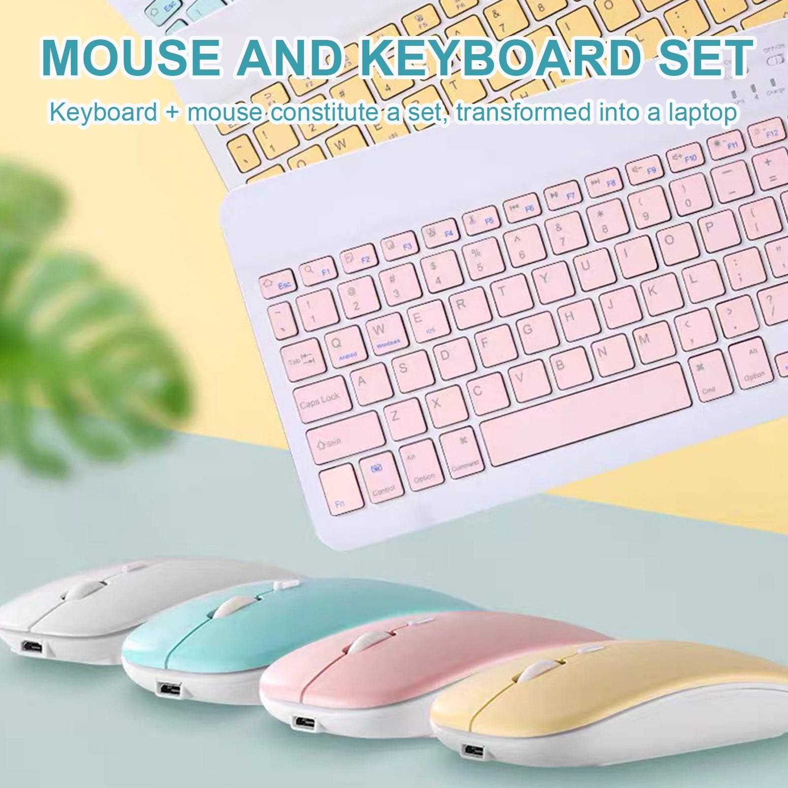 Jacenvly 2024 New Wireless Keyboard 10 Inch Wireless Keyboard Set Candy ...