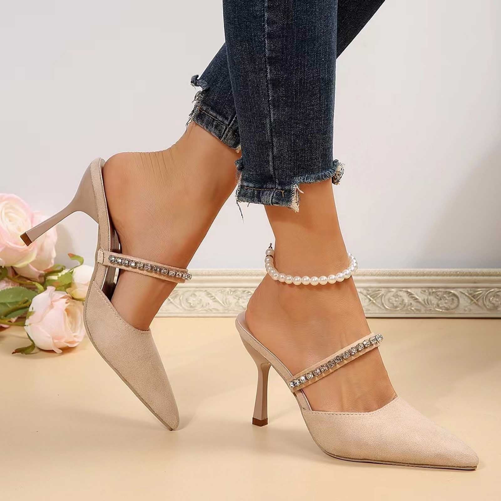 Jacenvly 2024 New Women's New Large Size Pointed Head Fashion Semi-Drag ...