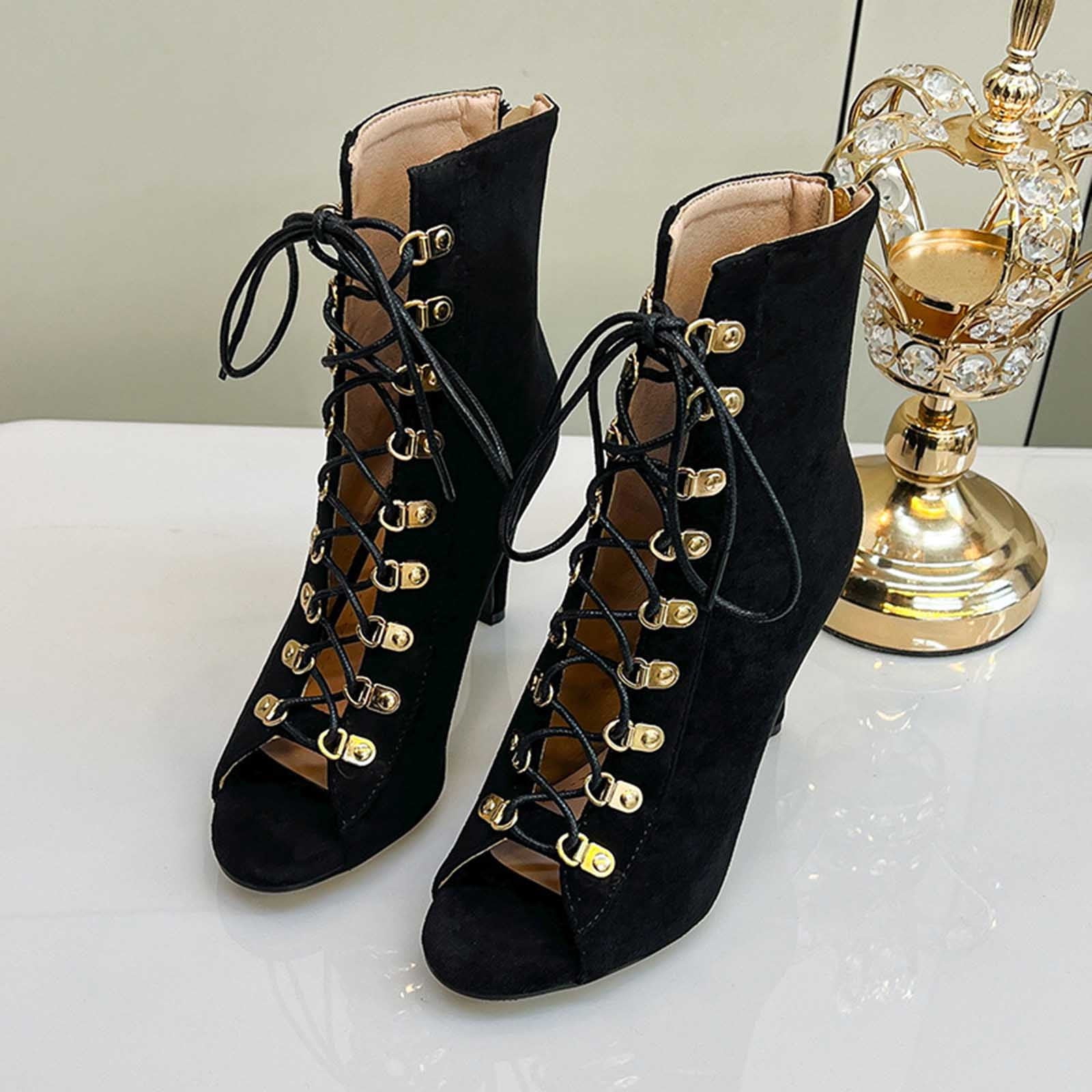 Jacenvly 2024 New Women's Suede Strap Open Toe Sandals Fish Mouth Front ...