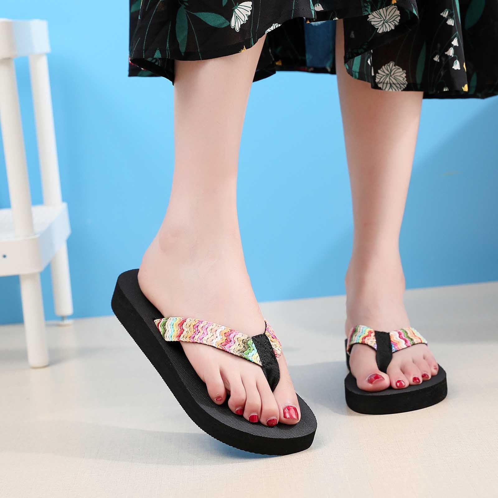 Jacenvly 2024 New Women's Summer Bohemian Flip-Flops Wear Stylish Flat ...