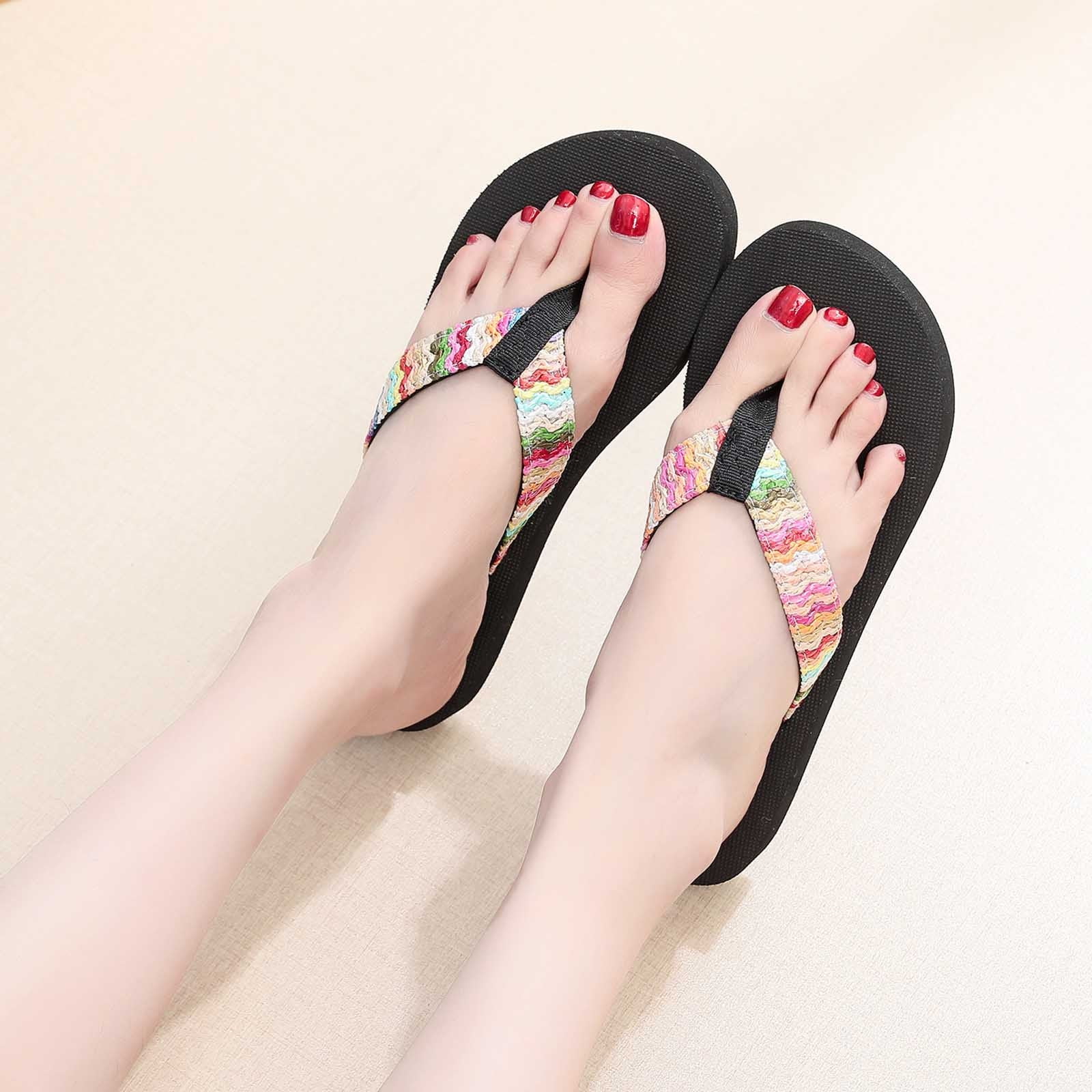Jacenvly 2024 New Women's Summer Bohemian Flip-Flops Wear Stylish Flat ...