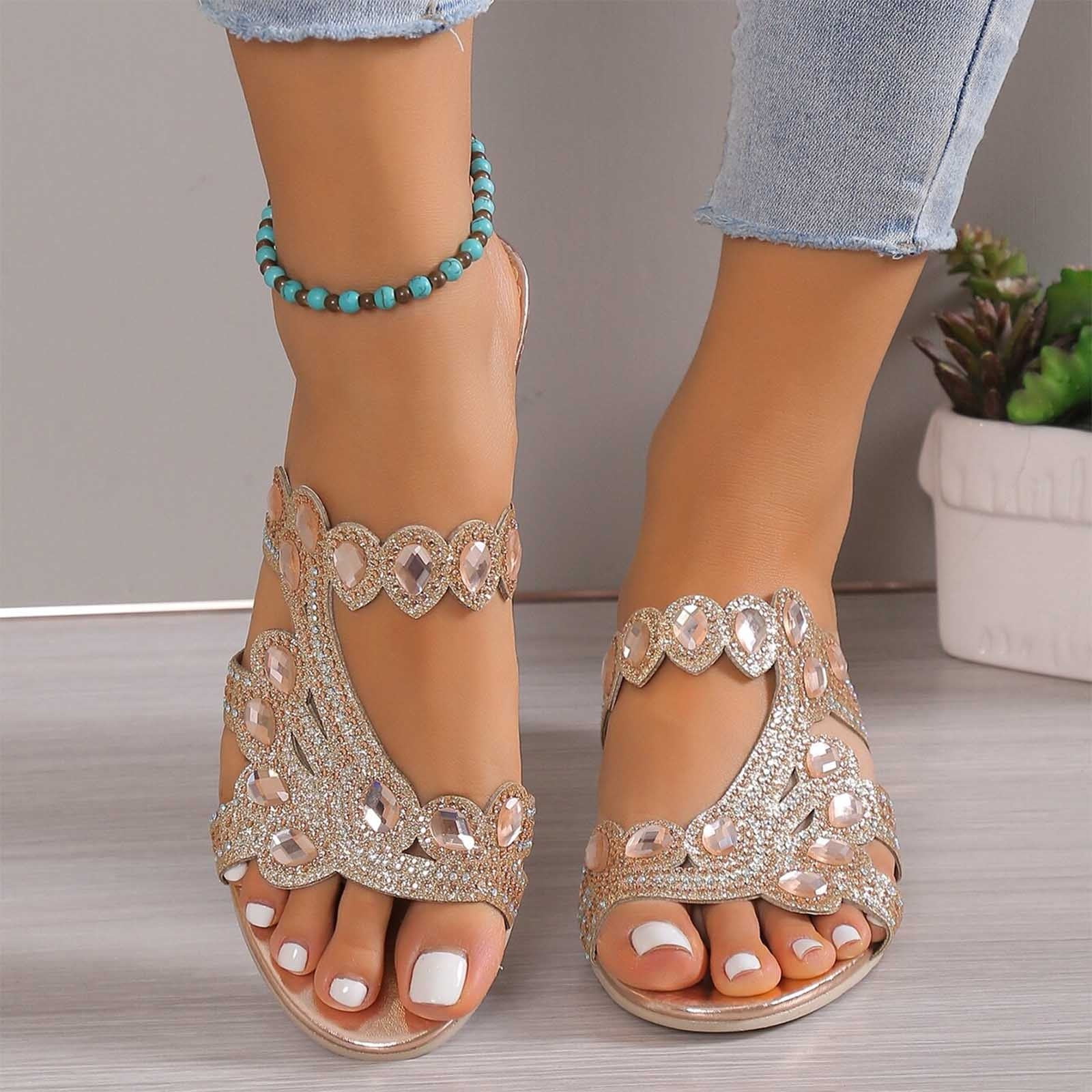 Jacenvly 2024 New Women's Summer New Rhinestone Color Diamond One Line ...