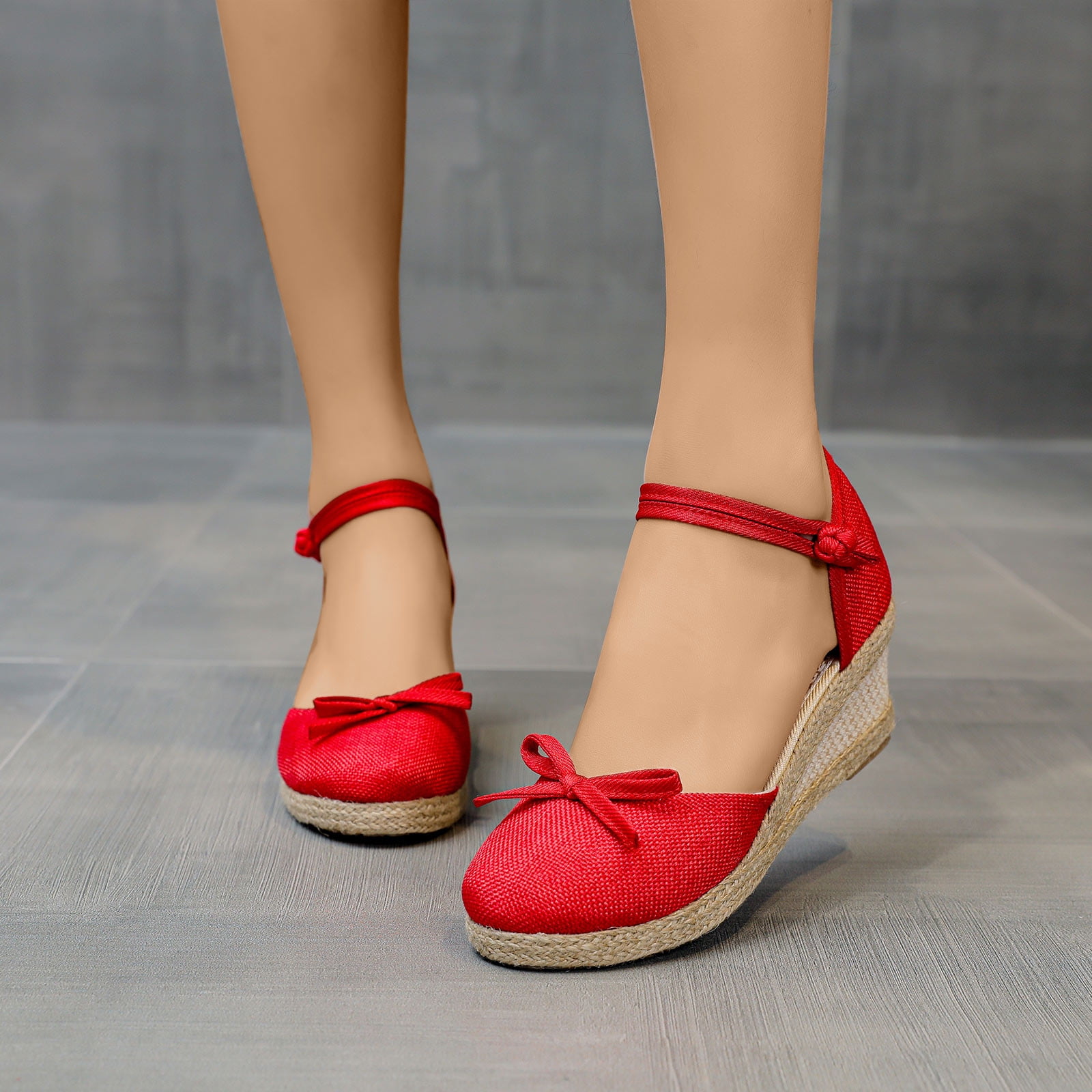 Jacenvly 2024 New Womens Wedge Sandals Closed Toe Buckle Strap ...