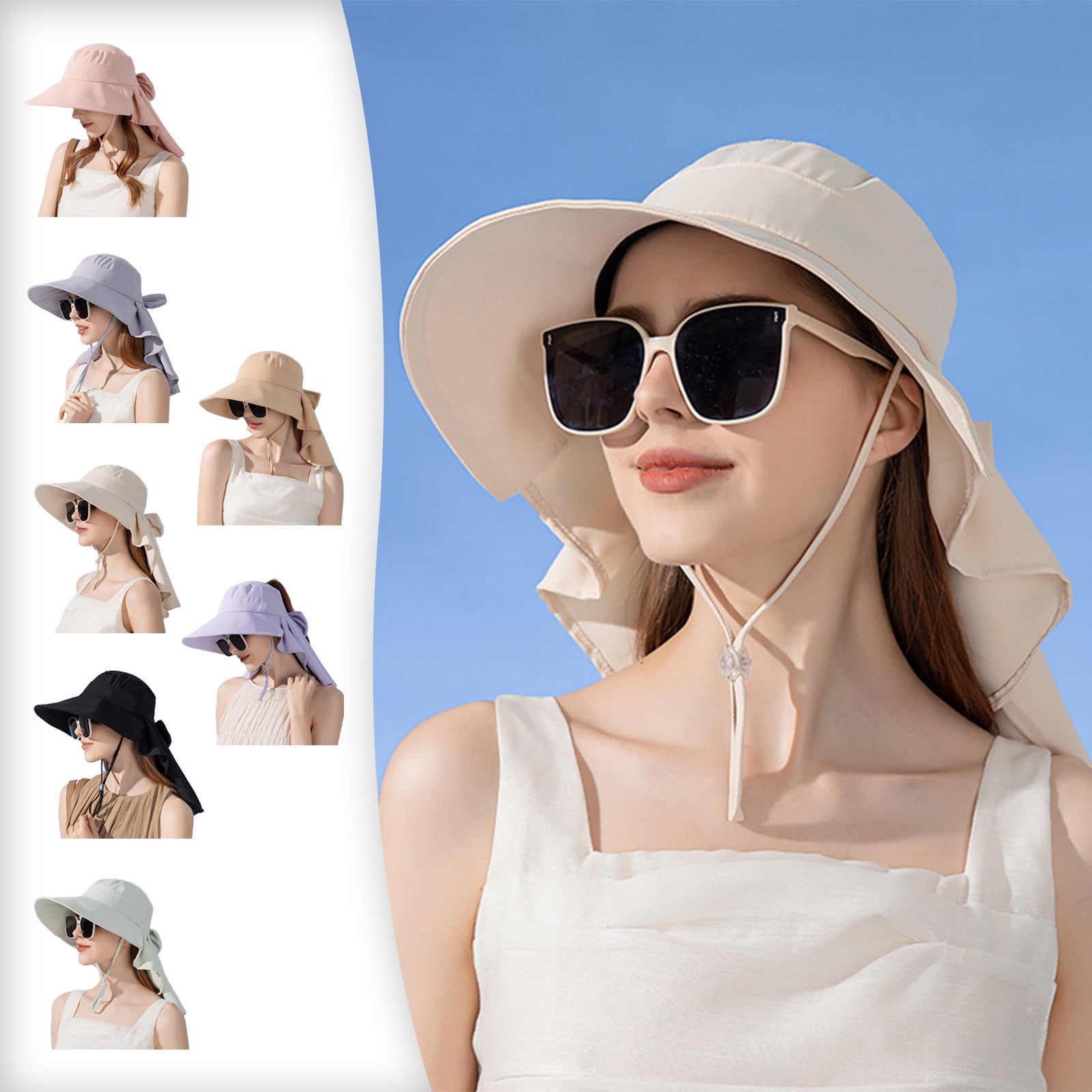Jacenvly 2024 New and Trending Shawl Sun Hat Face Shading Fisherman Hat ...