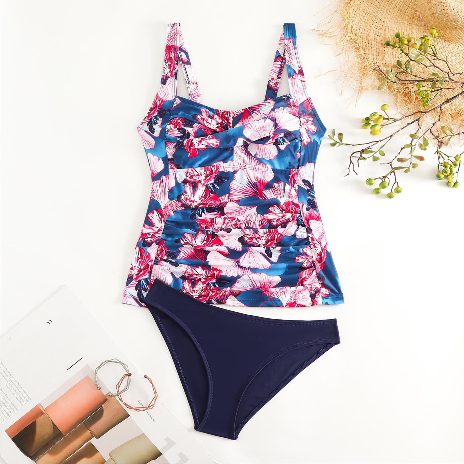 Jacenvly 2024 Womens Tankini Swimsuits 2 Piece Comfortable Women's ...
