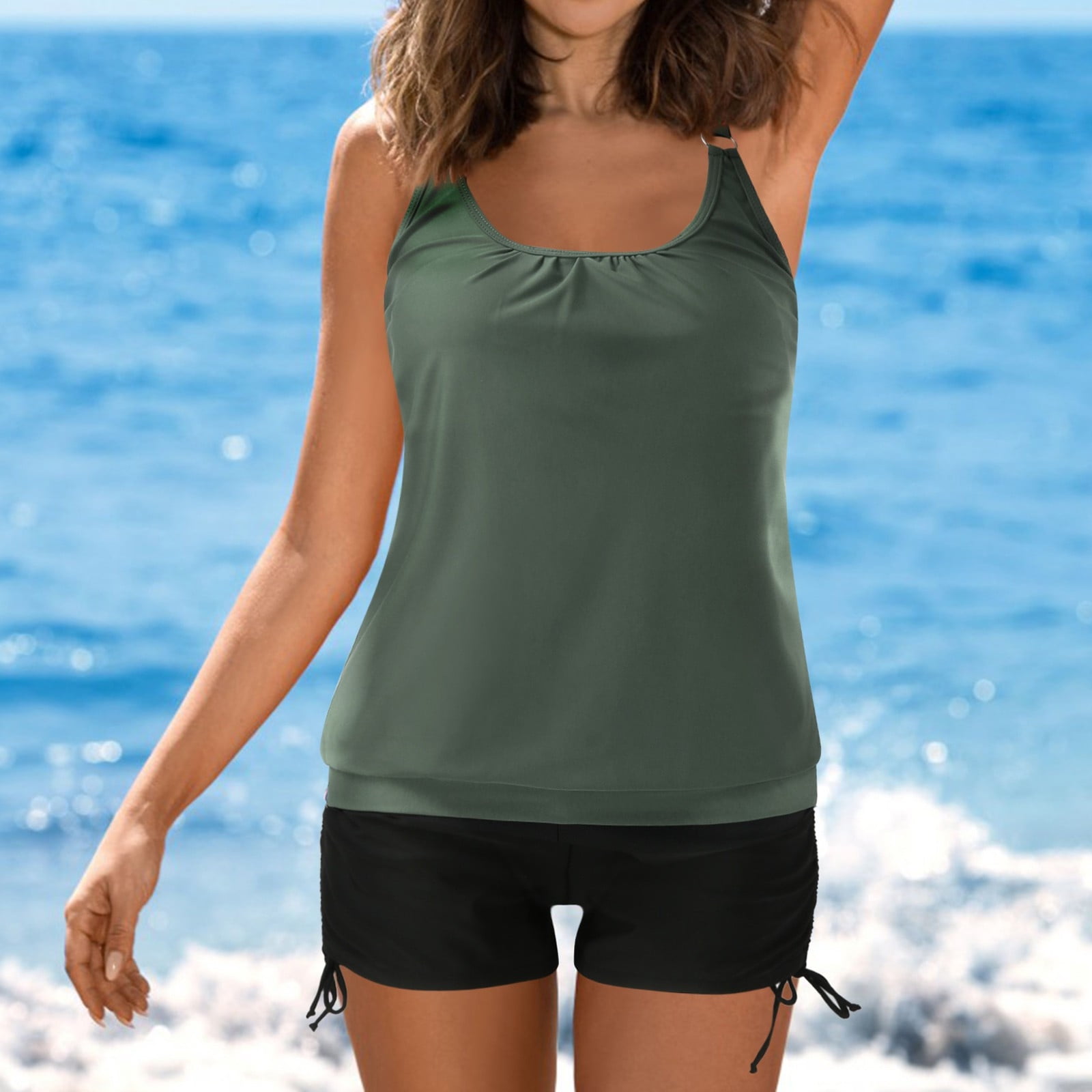 Jacenvly 2024 Womens Tankini Swimsuits 2 Piece Skin-Friendly Women ...