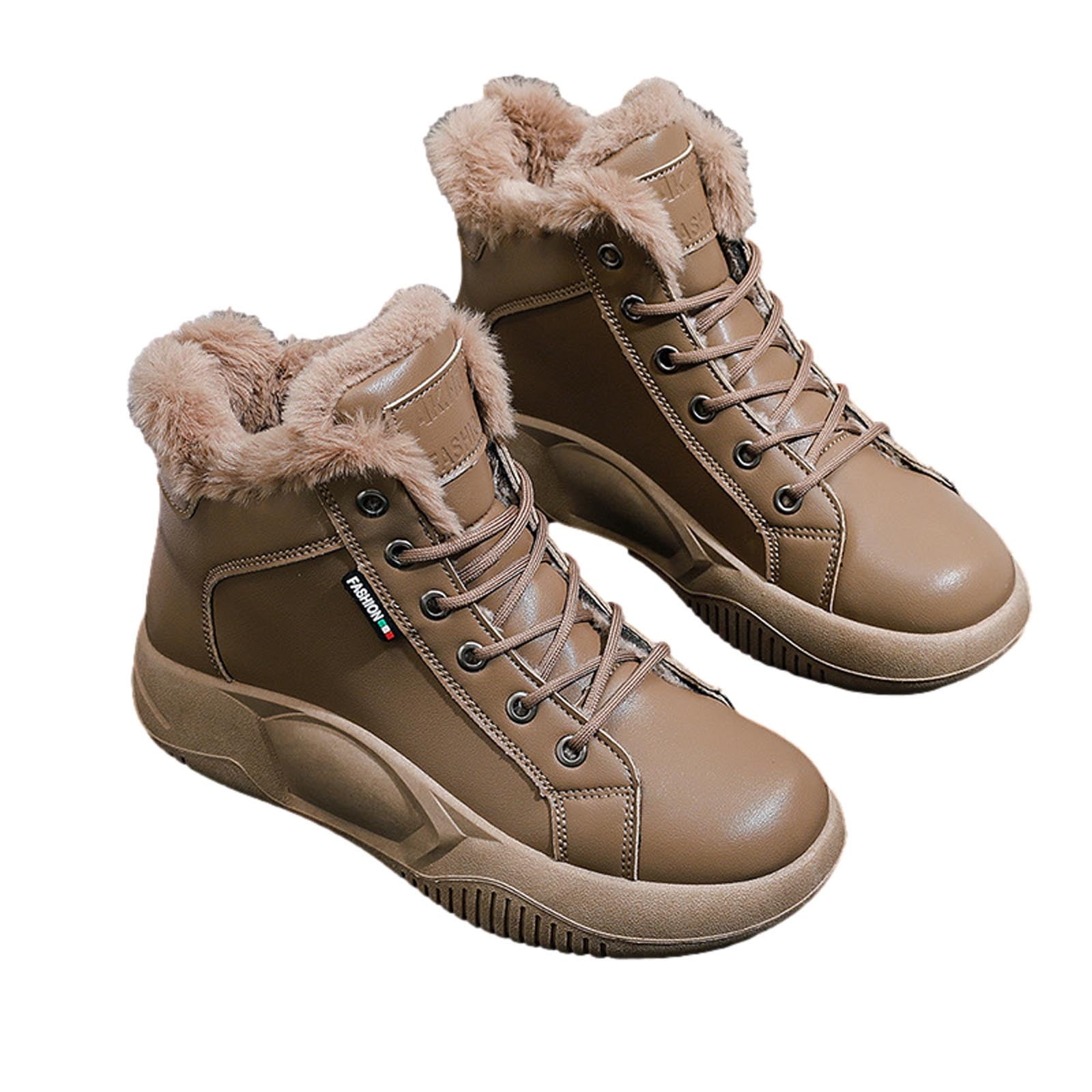 Jacenvly Ankle Boots for Women Faux Zipper Lace up Waterproof Hiking ...