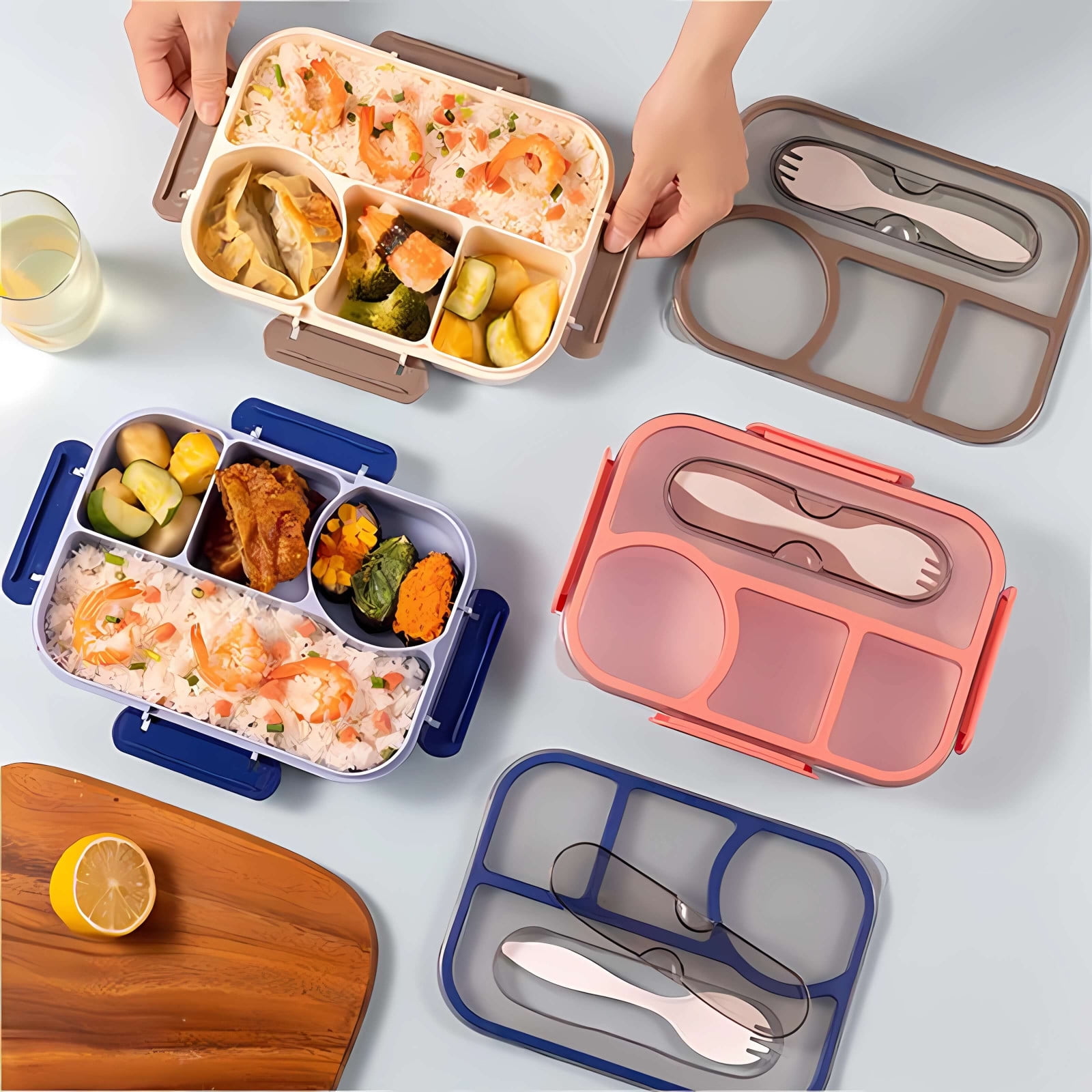 Jacenvly Bathroom Decor Compartmentalized Sealed Bento Box Work Lunch ...