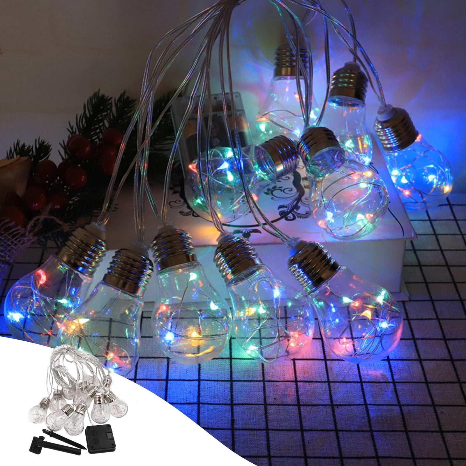 Jacenvly Battery Operated Christmas Lights Solar String Lights Outdoor ...