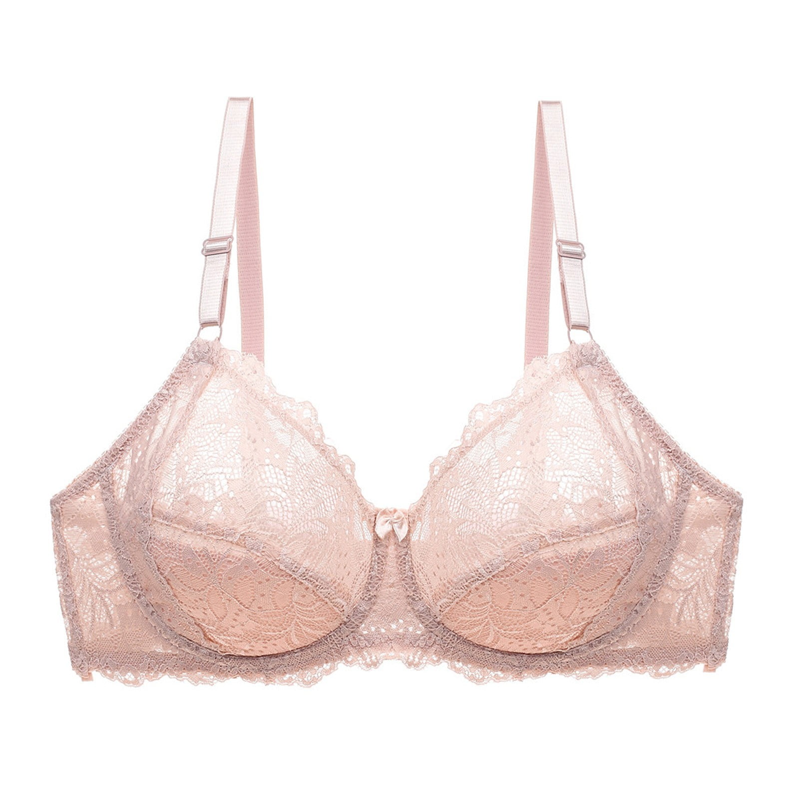 Jacenvly Bras for Women Lace No Underwire Stretchable Solid Push-Up Bra ...