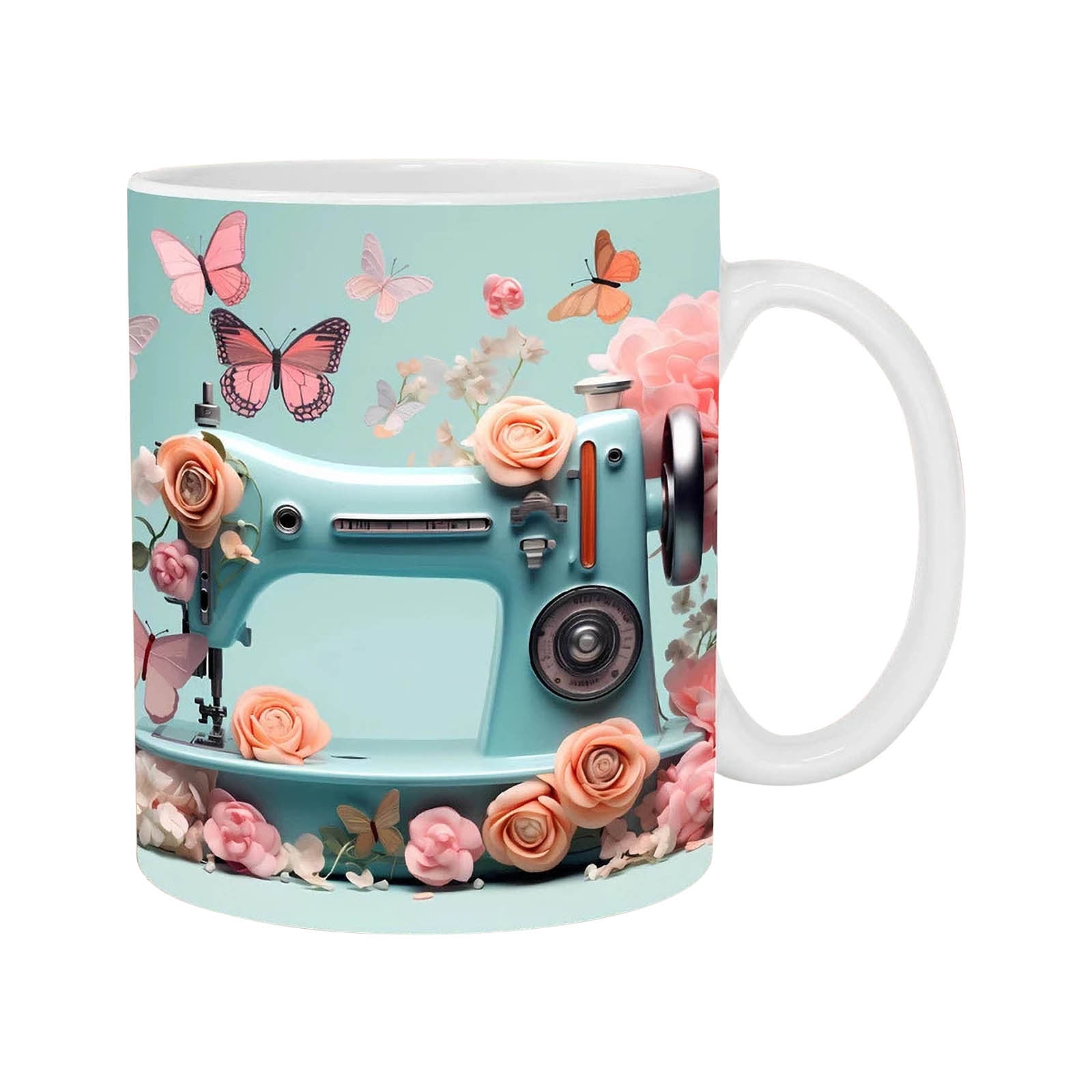 Jacenvly Christmas Decor Clearance Floral Sewing Machine Mug Funny ...