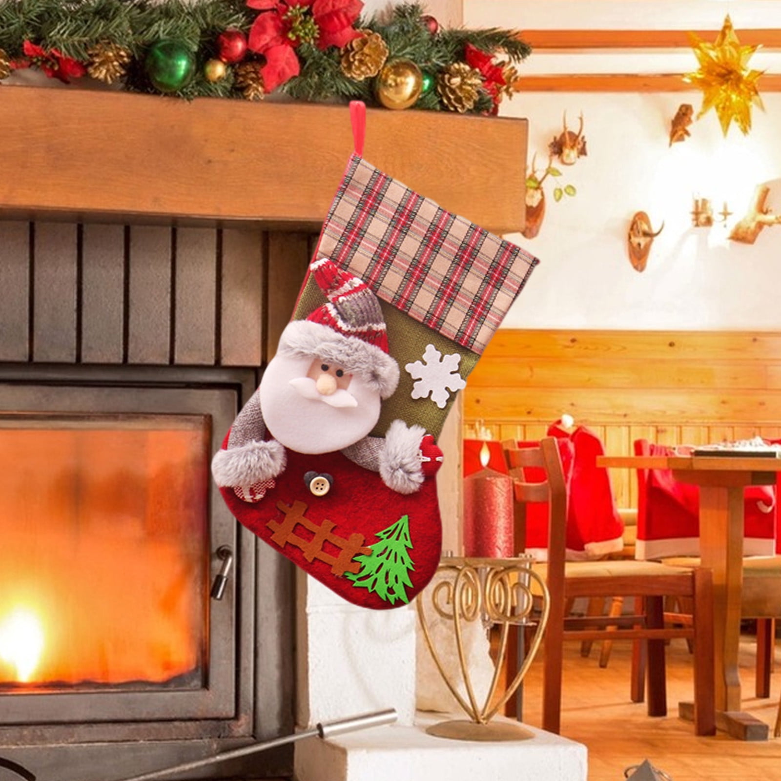 Merry Santa Stockings Large Hanging Stockings Ornaments For Family ...