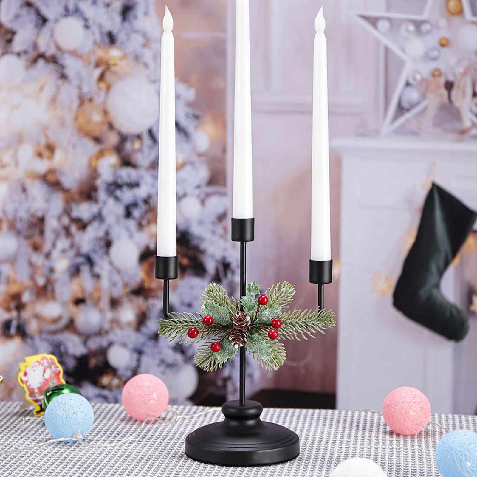 Jacenvly Christmas Tree Decorations Christmas Candle Holders for Taper ...