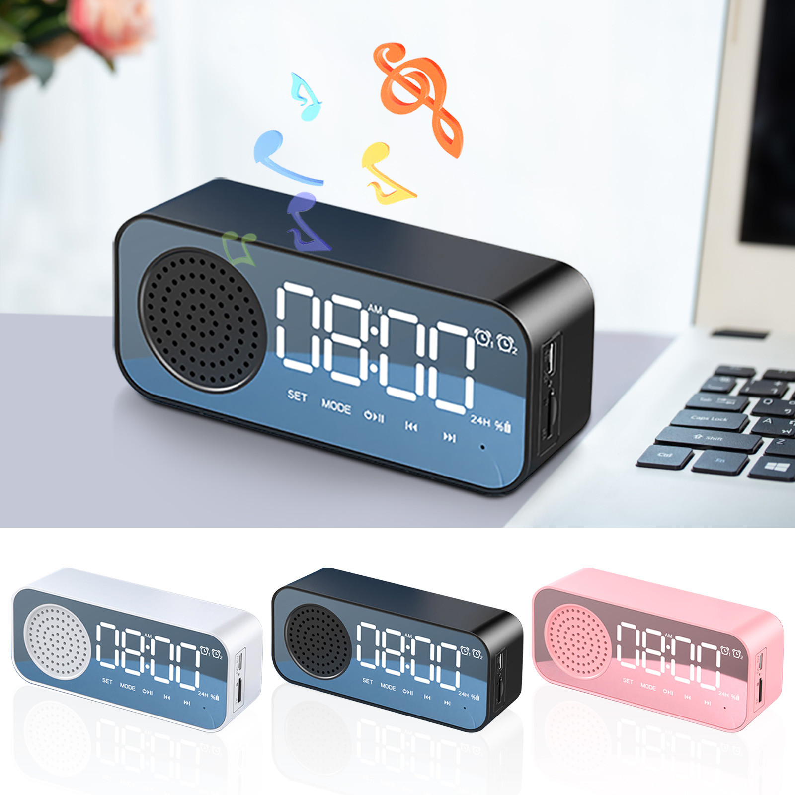 Jacenvly 2024 New Alarm Clock For Bedroom/Office Digital Clock with ...