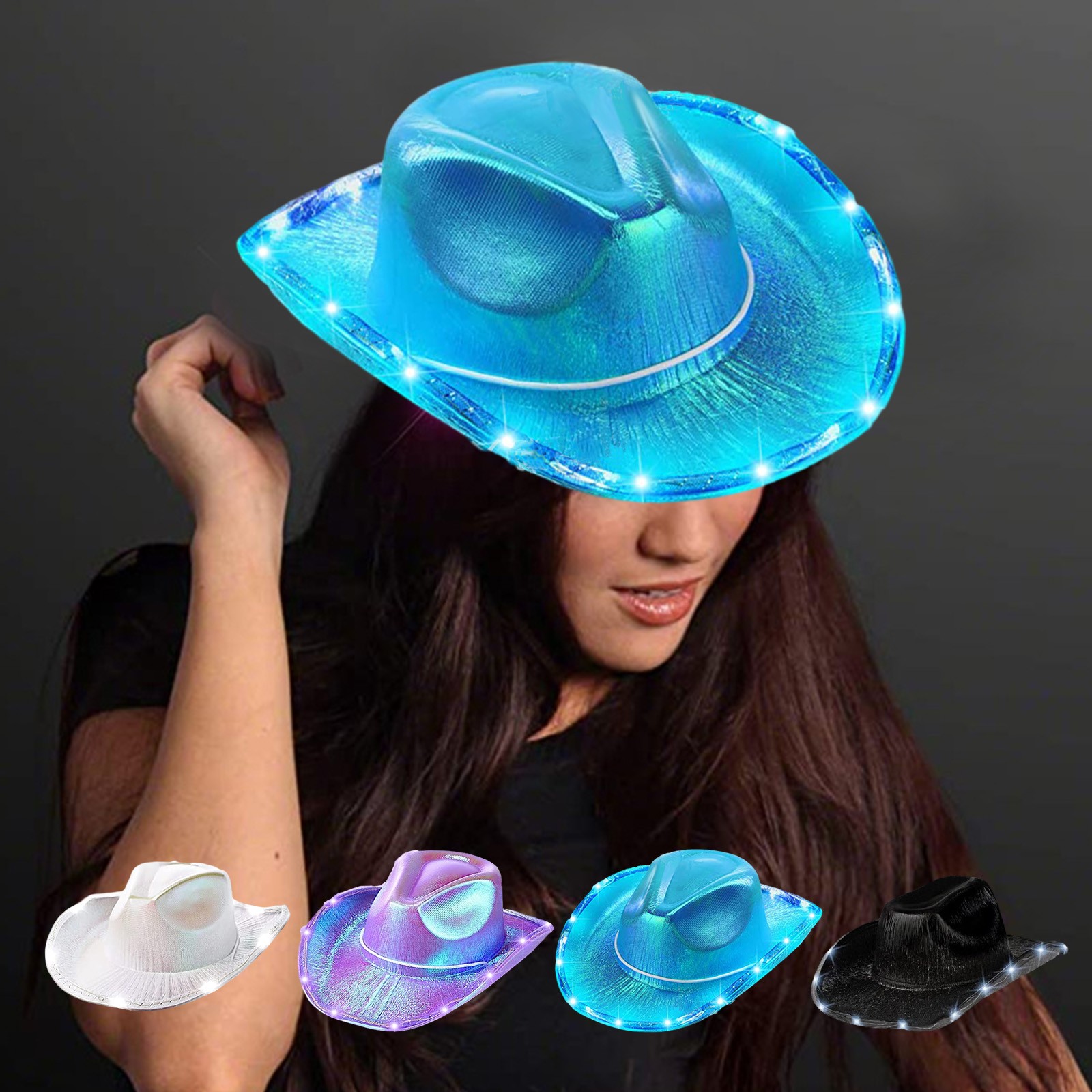 Jacenvly 2024 New Party Colourful Big Hat With Lights Composite Styled Jacenvly 2024 New Party Colourful Big Hat With Lights Composite Styled