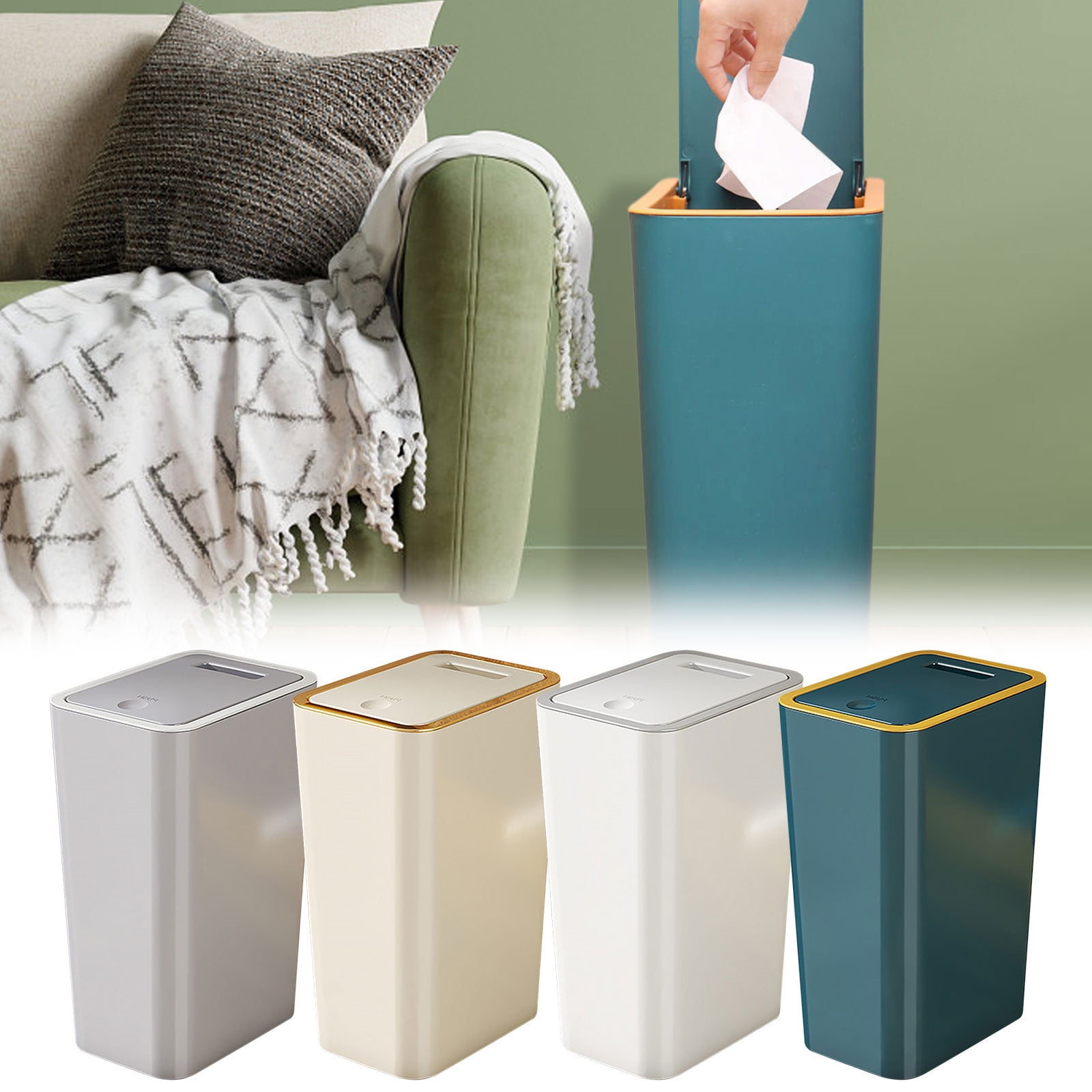 Jacenvly Fall Decor Outdoor Trash Can for Bathroom Trash Can with Lid ...