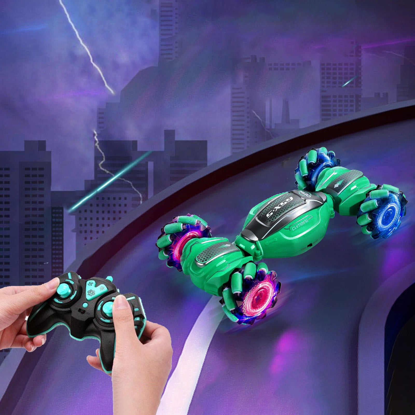 Jacenvly Educational Toys for Kids2.4G Remote-Control Car Stunt Drift Car Rc-country Climbing ...