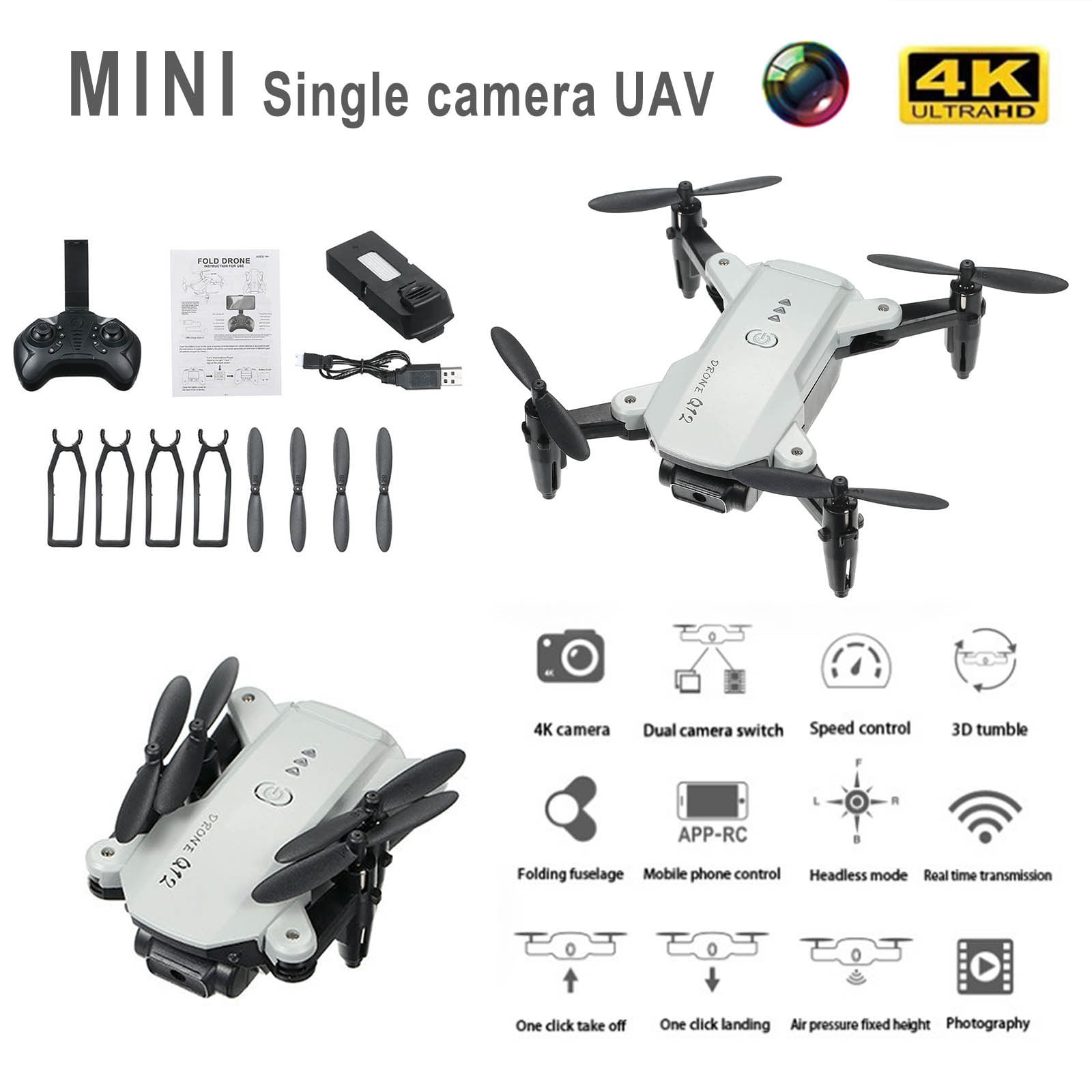 Jacenvly Educational Toys for KidsMini Camera HD 4K Mini FPV Drone Q12 ...
