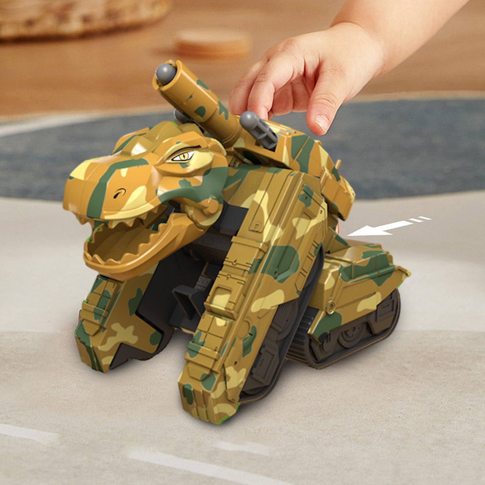 Jacenvly Educational Toys for KidsTransforming Dinosaur Tank Toy Collision Transforming Press ...