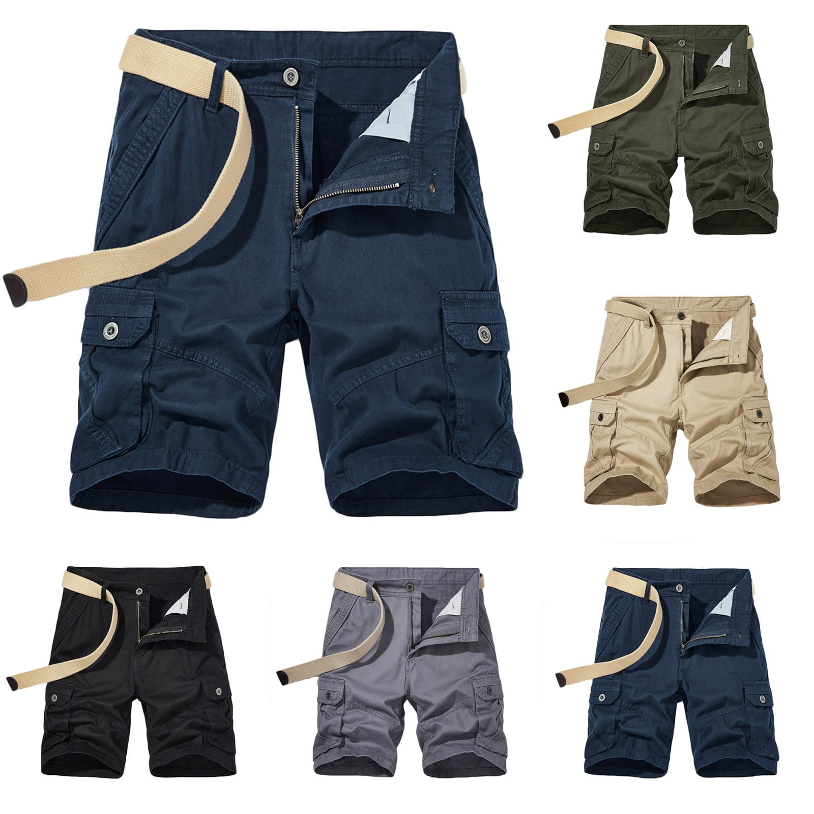 Jacenvly Endless Summer Men's Shorts Solid Casual Mens Shorts Cargo ...