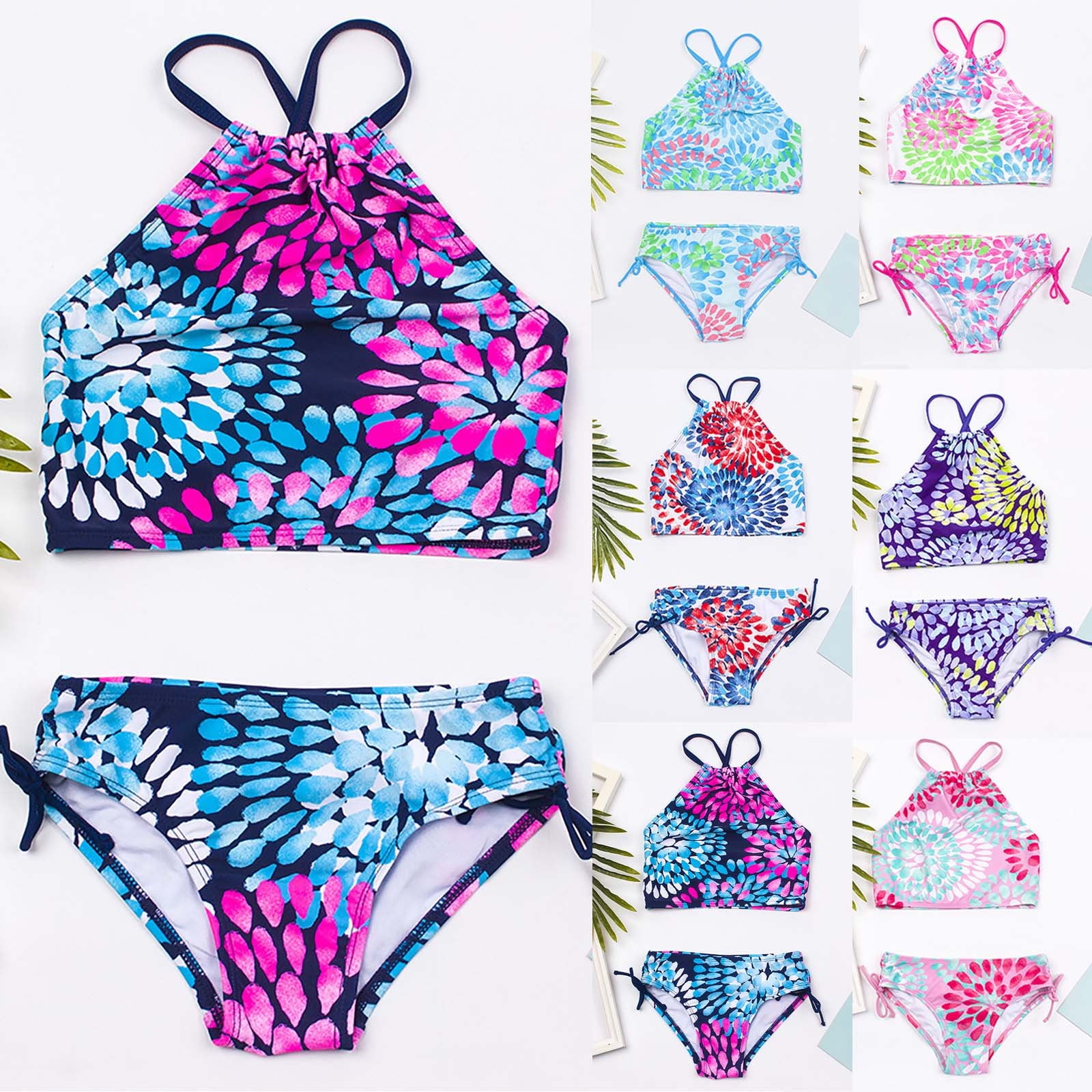 Jacenvly Girls Two Piece Swimsuit Skin-Friendly Toddler Kids Baby Girls ...