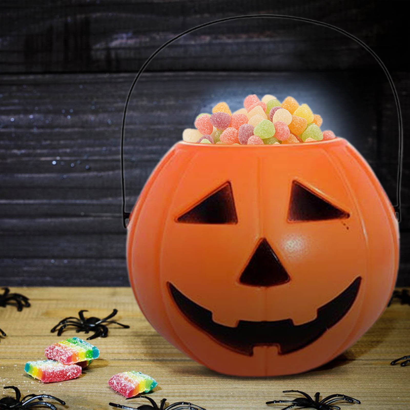 Jacenvly Halloween Decor Pumpkin Candy Bucket Plastic Pumpkin Bucket ...