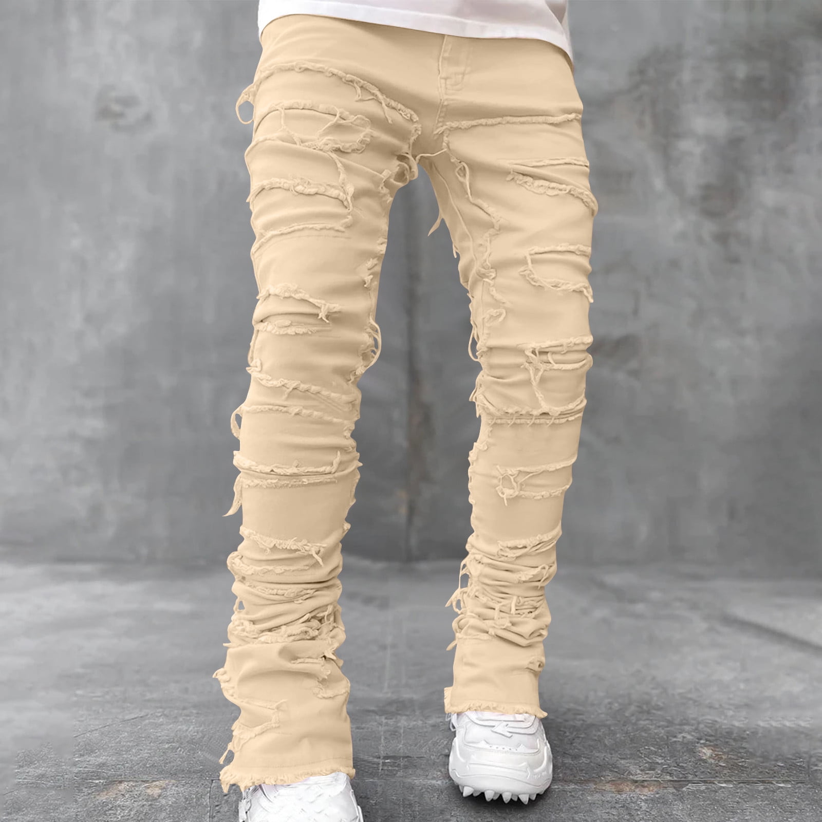 Jacenvly Jeans for Men Solid High Waisted Long Pants for Men Men Casual ...