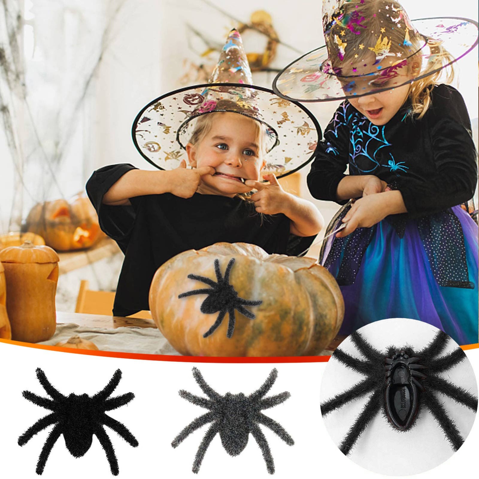 Jacenvly Living Room Decor Halloween Flocking Spider Horror Simulation ...
