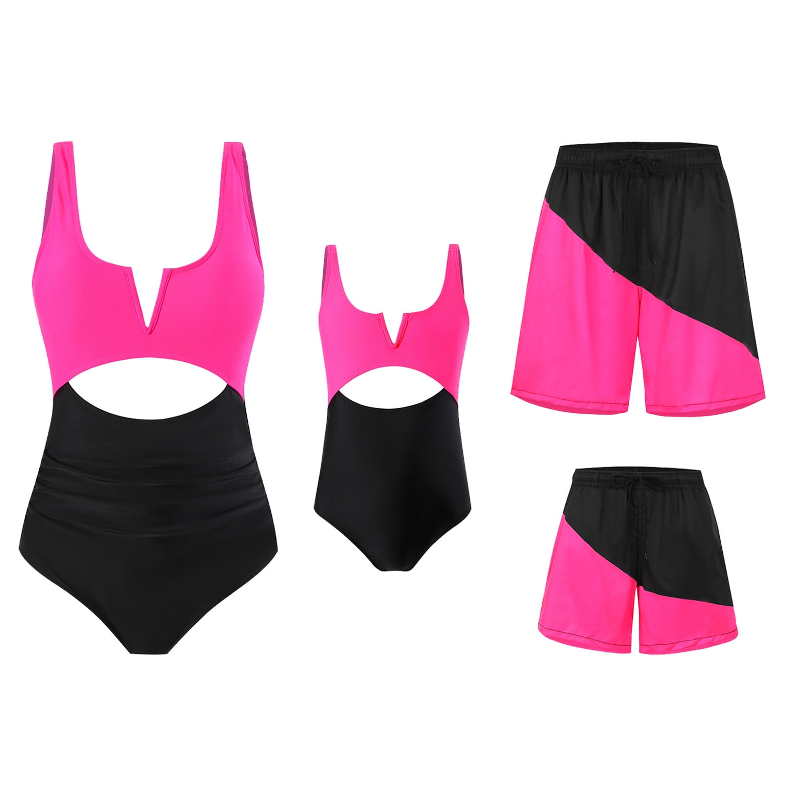 Jacenvly Matching Family Swimsuits Clearance Satiny Surfing Swimwear ...