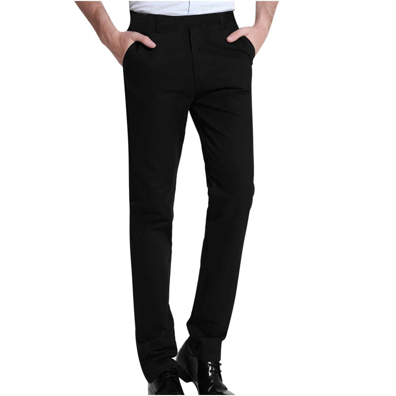 Jacenvly Men'S Pants New Long Suit Pants Mid Waisted Pocket Plain Work ...