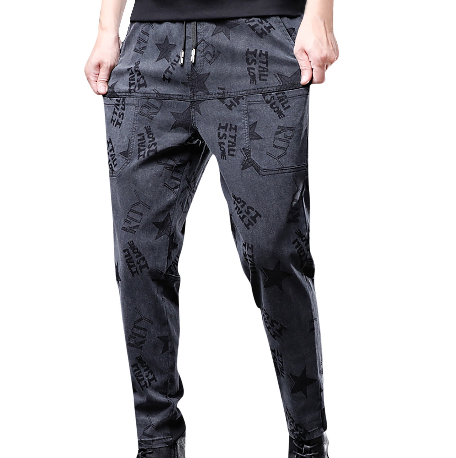 Jacenvly Mens Cargo Pants Clearance Solid Elastic Waisted Long Pants ...