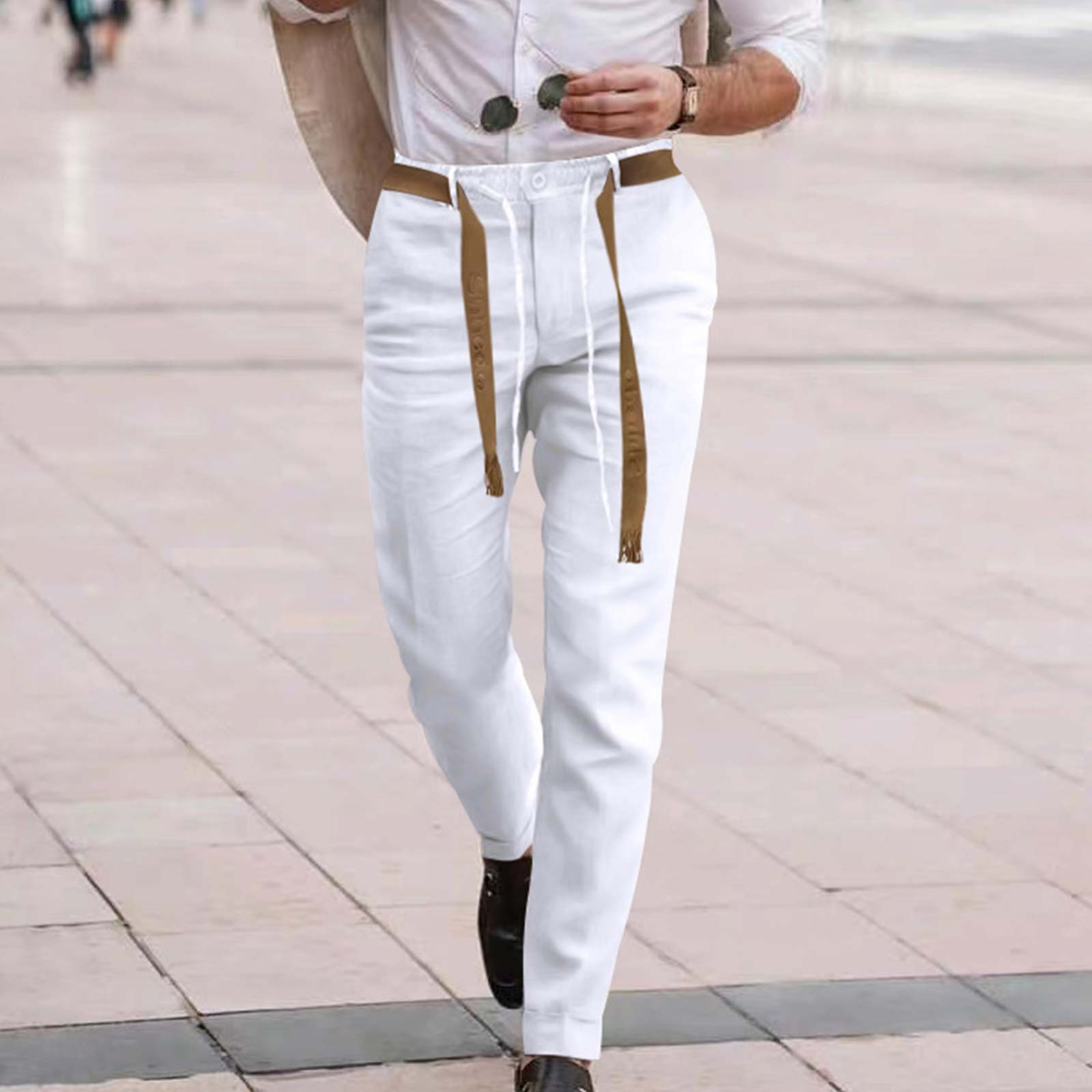 Jacenvly Mens Cargo Pants Clearance Solid High Waisted Long Pants for ...