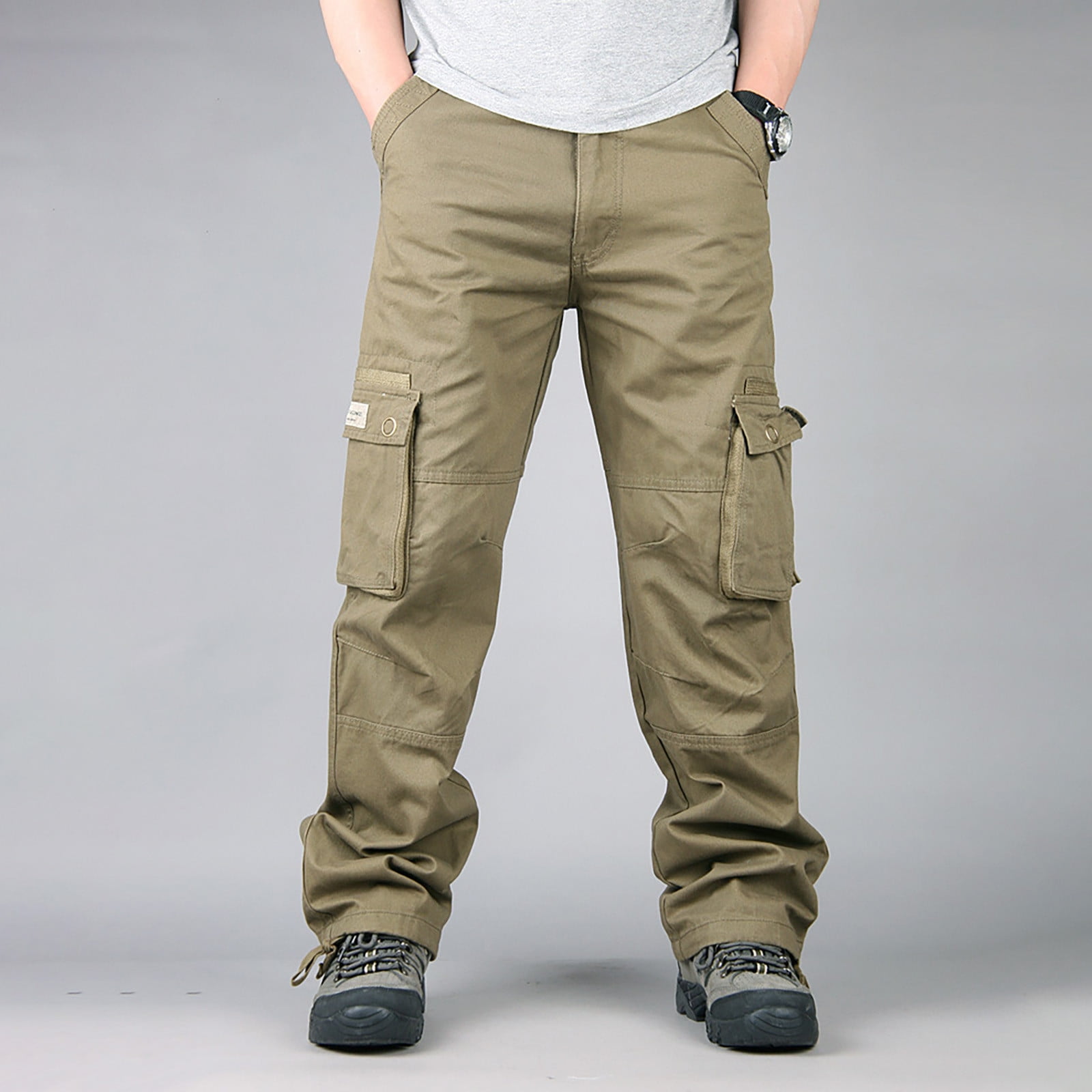 Jacenvly Mens Cargo Pants Clearance Solid High Waisted Long Pants for ...