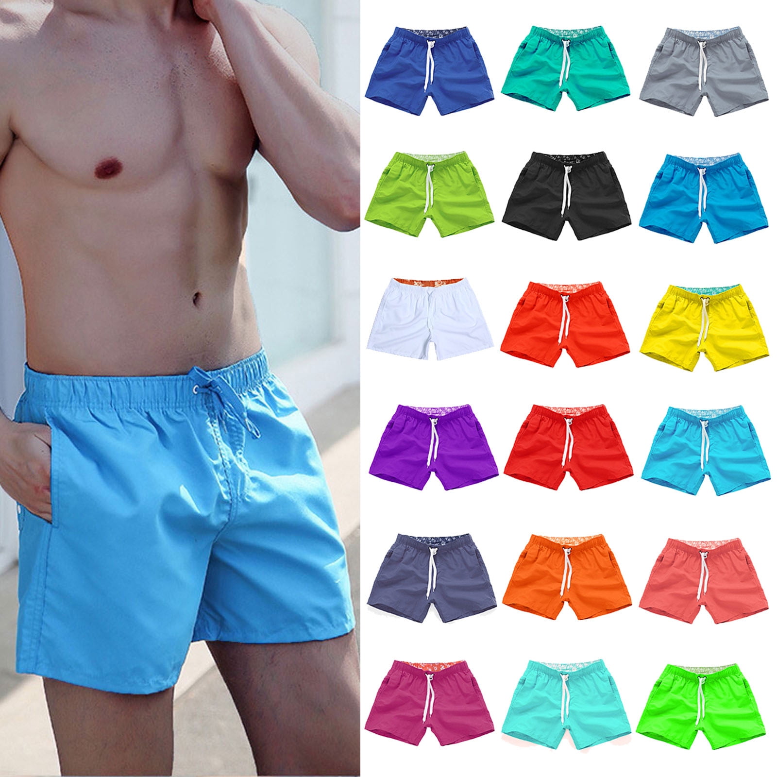 Jacenvly Mens Shorts Clearance Solid Loose Board Shorts for Men ...