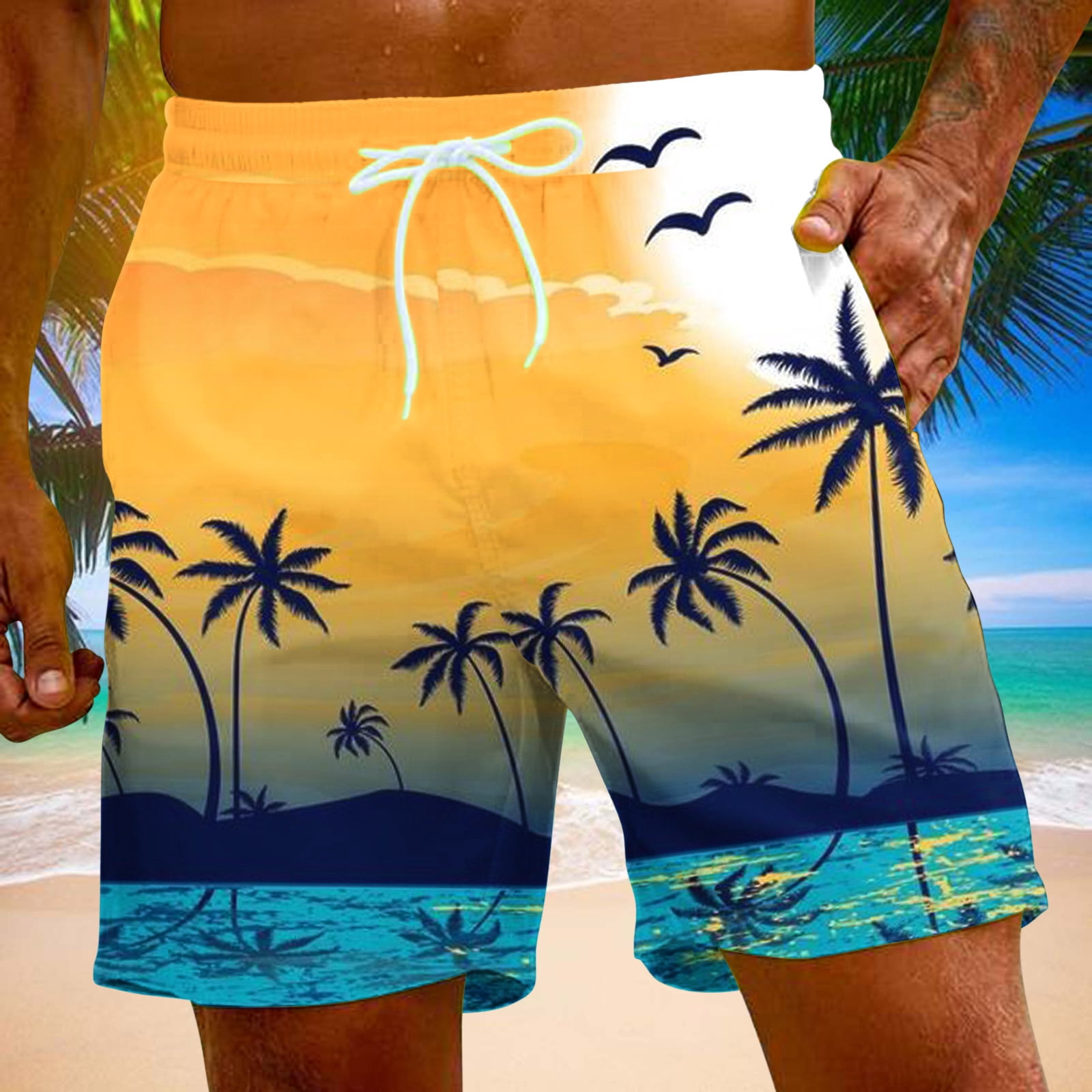 Jacenvly Mens Shorts Tropical New Style Board Shorts for Men Swimming ...