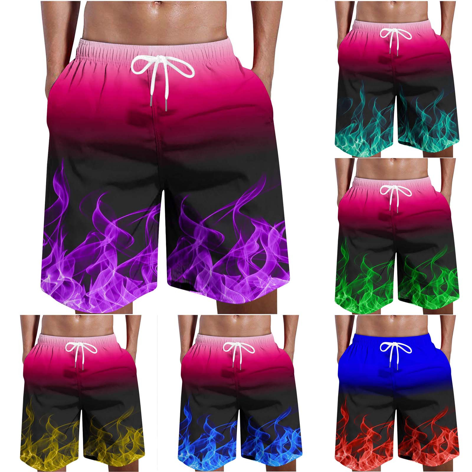 Jacenvly Mens Shorts Multicolor New Style Board Shorts for Men Swimming ...