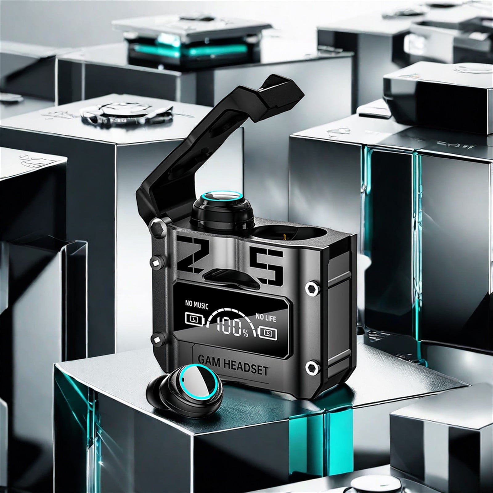 Jacenvly Metal Painting Headphones Digital Display Control Led Aperture ...