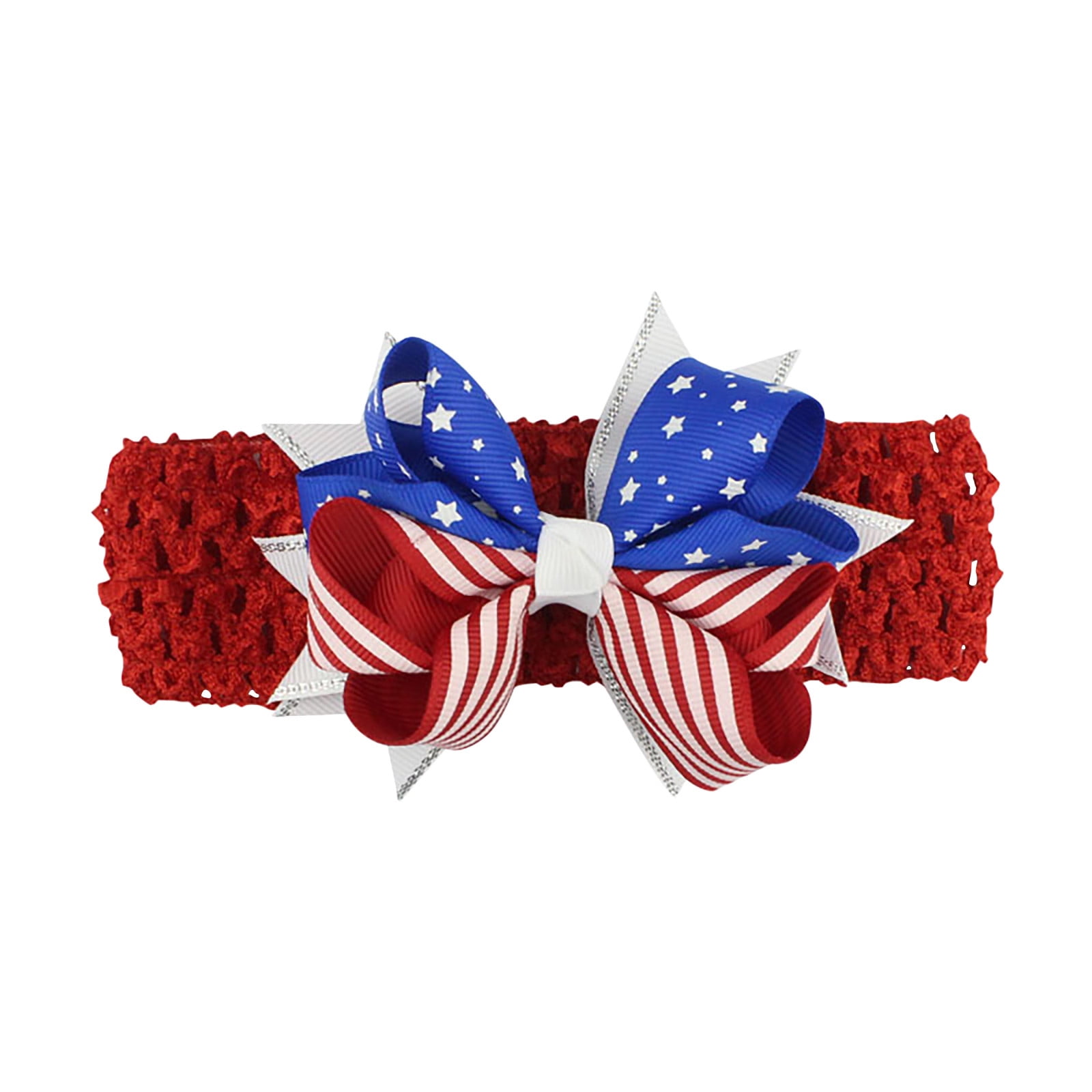 Jacenvly Mother's Day Clearance American Flag Headband Hair Bow Elastic ...