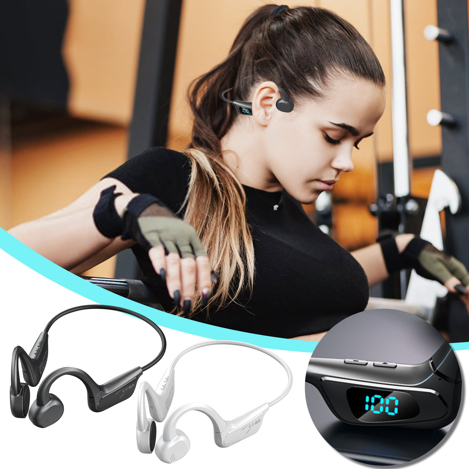 Jacenvly Mother's Day Conduction Wireless Bluetooth 5.3 Headset True Bones Transmission Plug-In ...