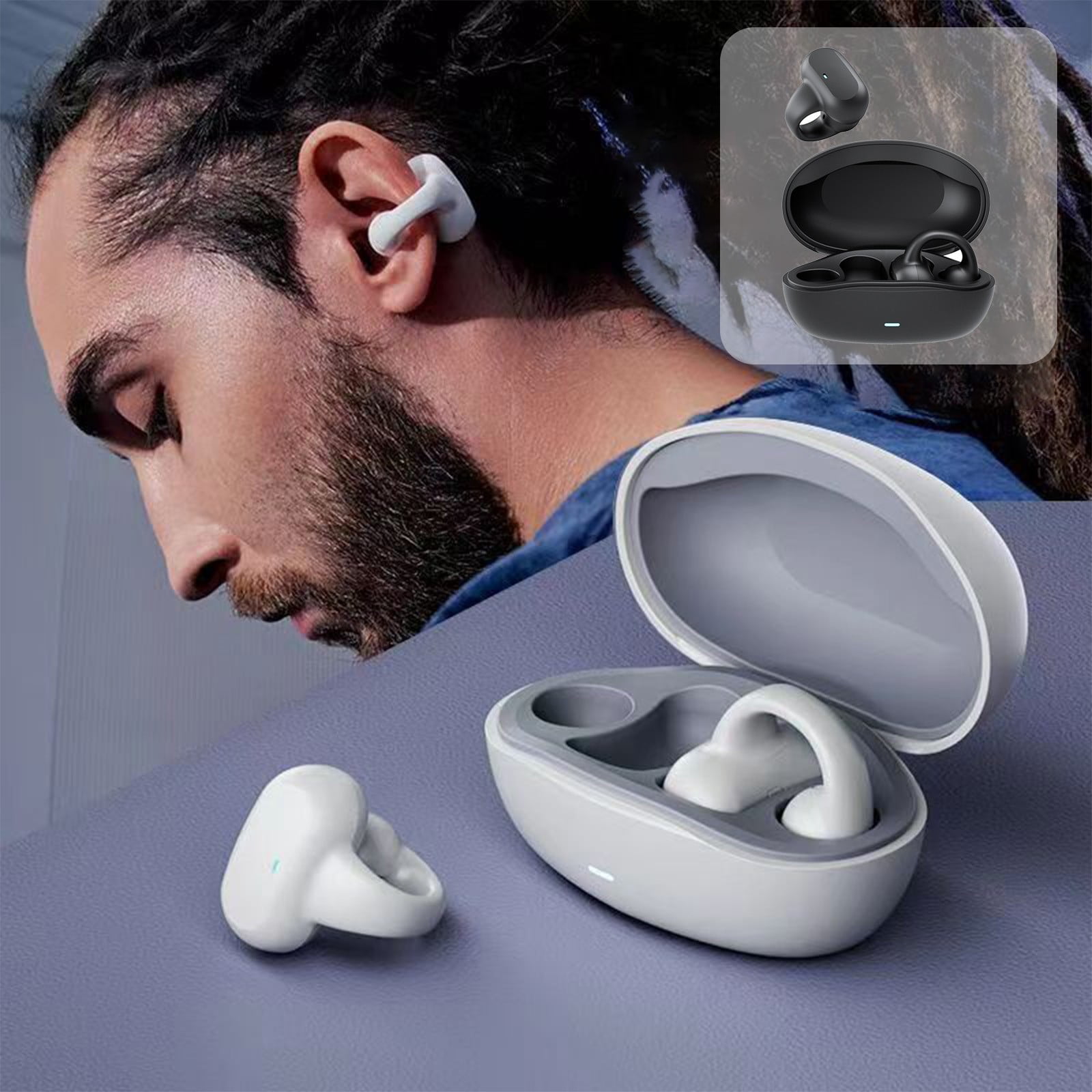 Jacenvly Mother's Day Wireless Ear Clip Skeleton Conduction Headphones ...
