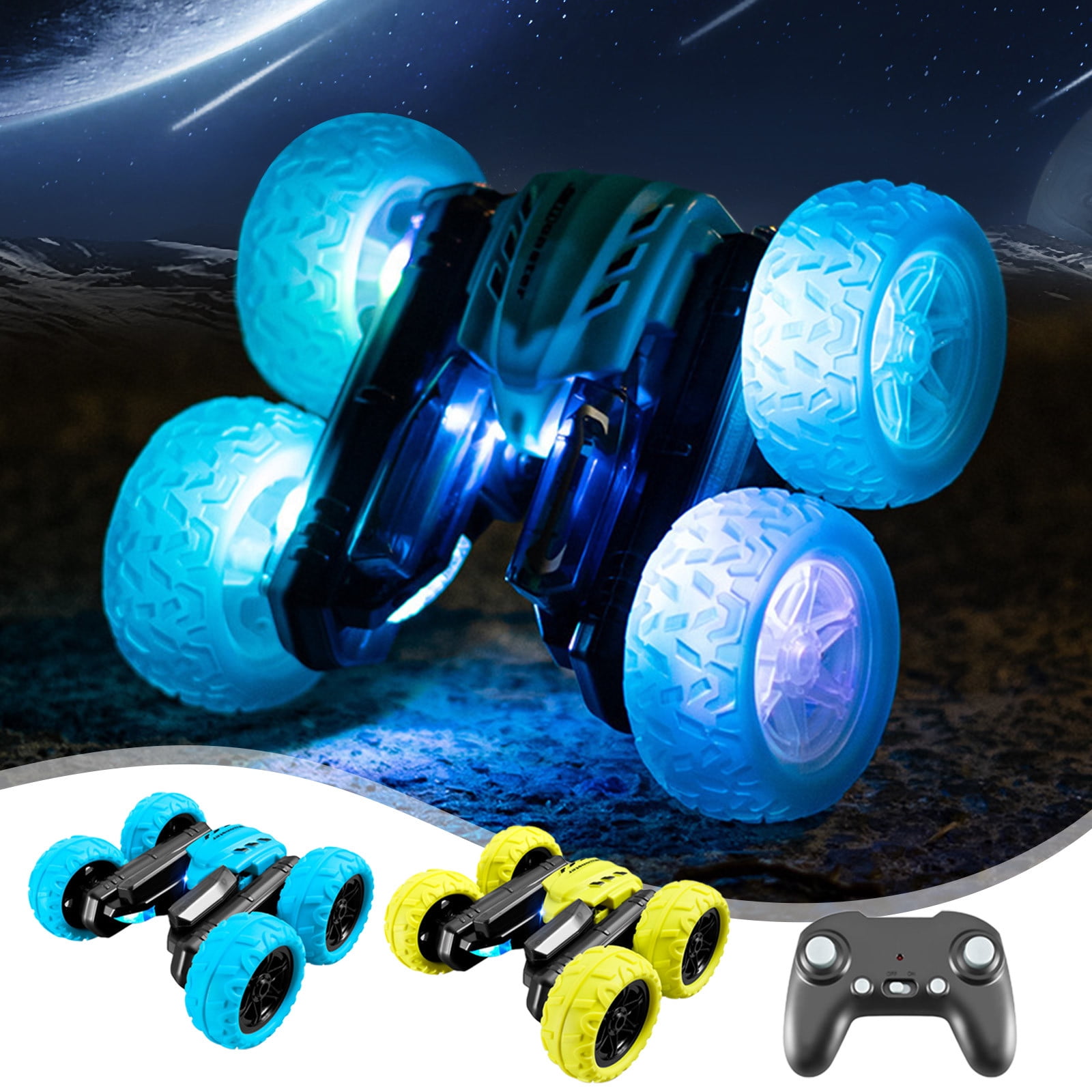 Jacenvly New Bluey Toys Four Wheel Drive Stunt Car Led Lights Letter ...