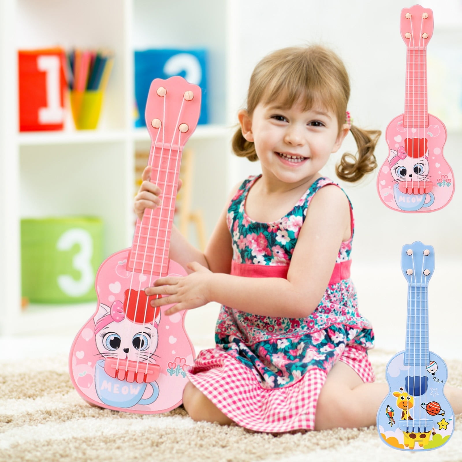 Jacenvly New Bluey Toys Kids Ukulele Toy with Cute Character Design ...
