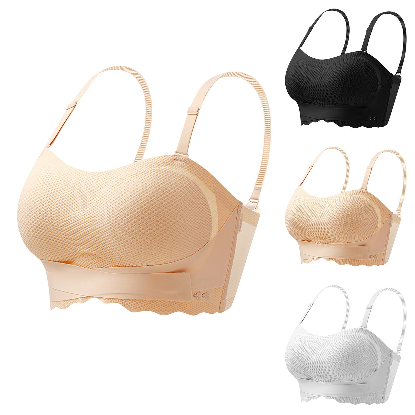 Jacenvly New Bralettes for Women Strapless Steel Ring Front Buckle No ...