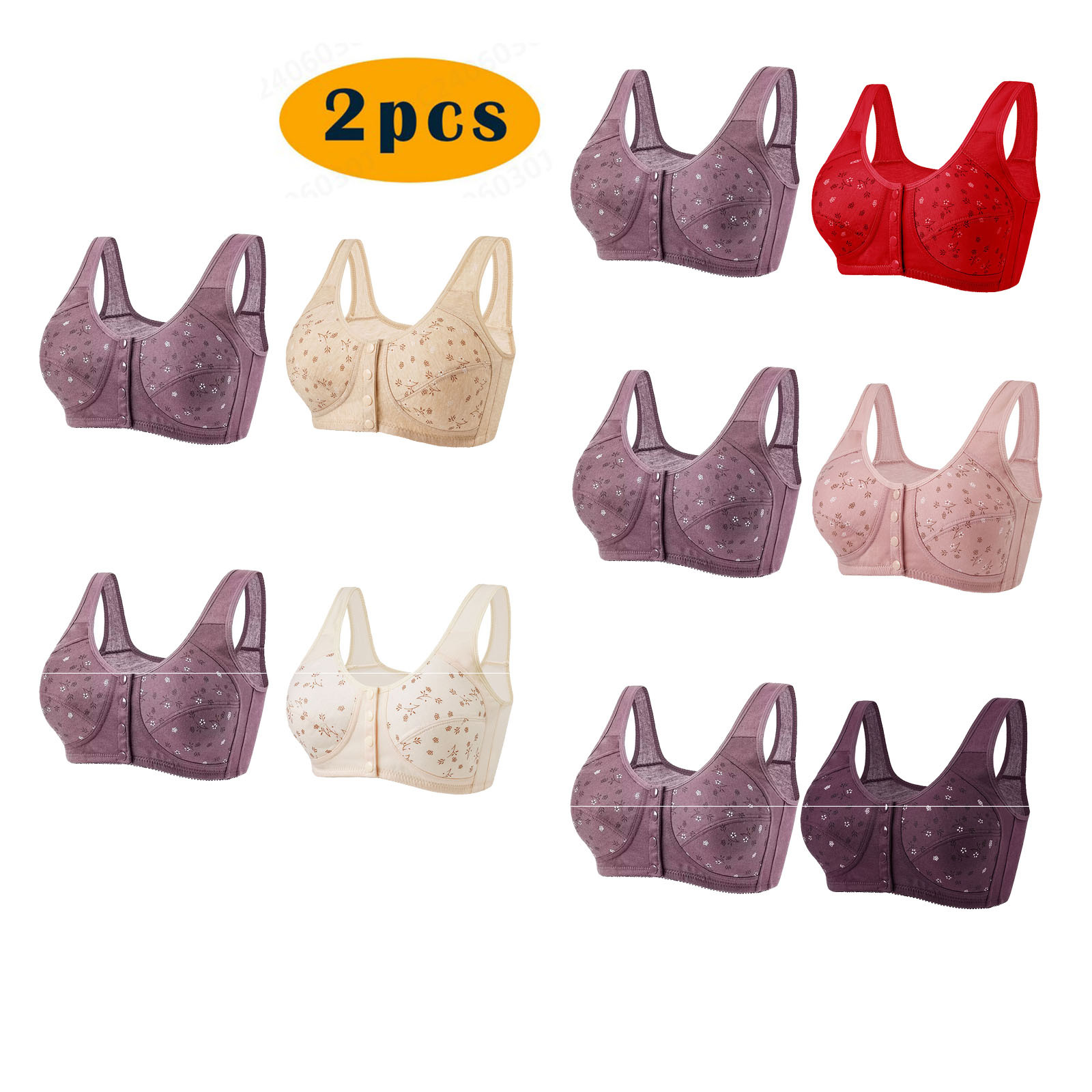 Jacenvly New Bralettes for Women 2Pc Comfortable Lace Breathable Bra ...