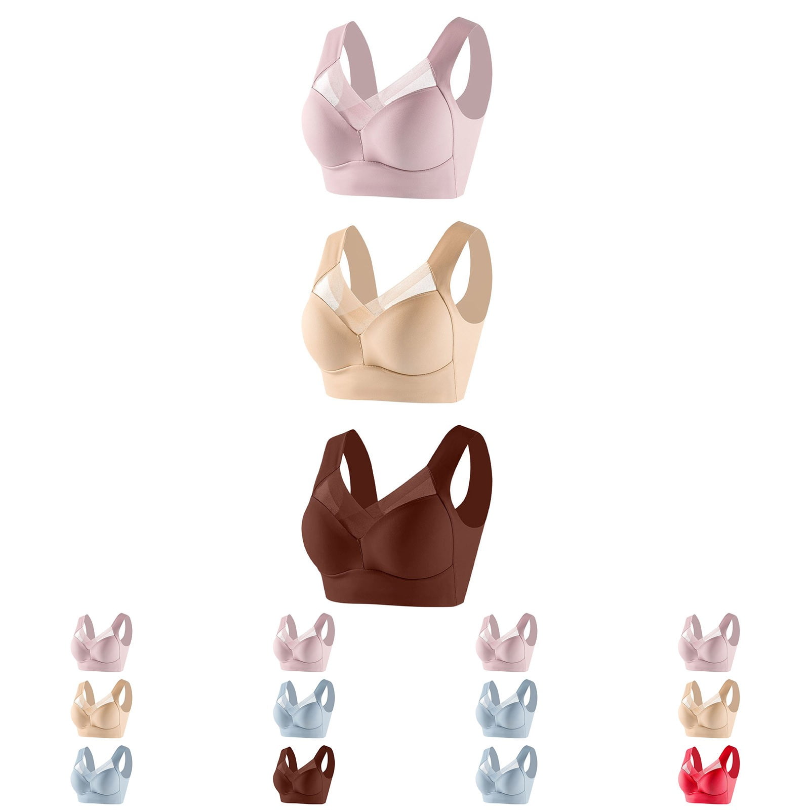 Jacenvly New Bras for Women Plus Size 3Pc Women Without Underwire ...