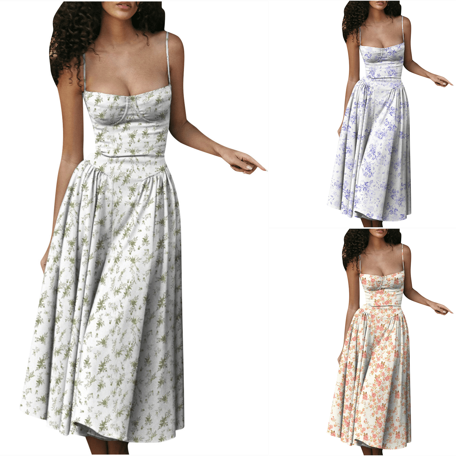 Jacenvly New Casual Summer Dresses for Women Fashion Solid Color Retro ...