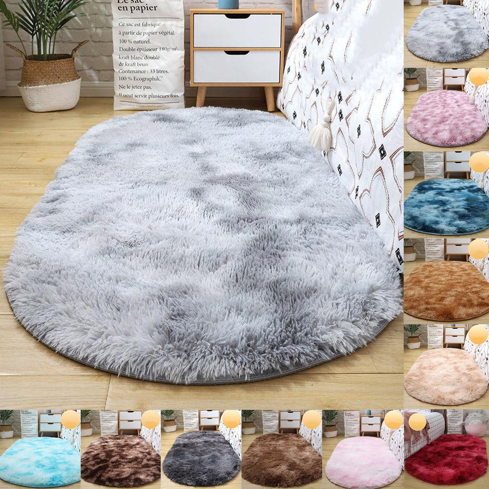 Jacenvly New Christmas Decorations Indoor Oval Silk Carpet Bedroom ...